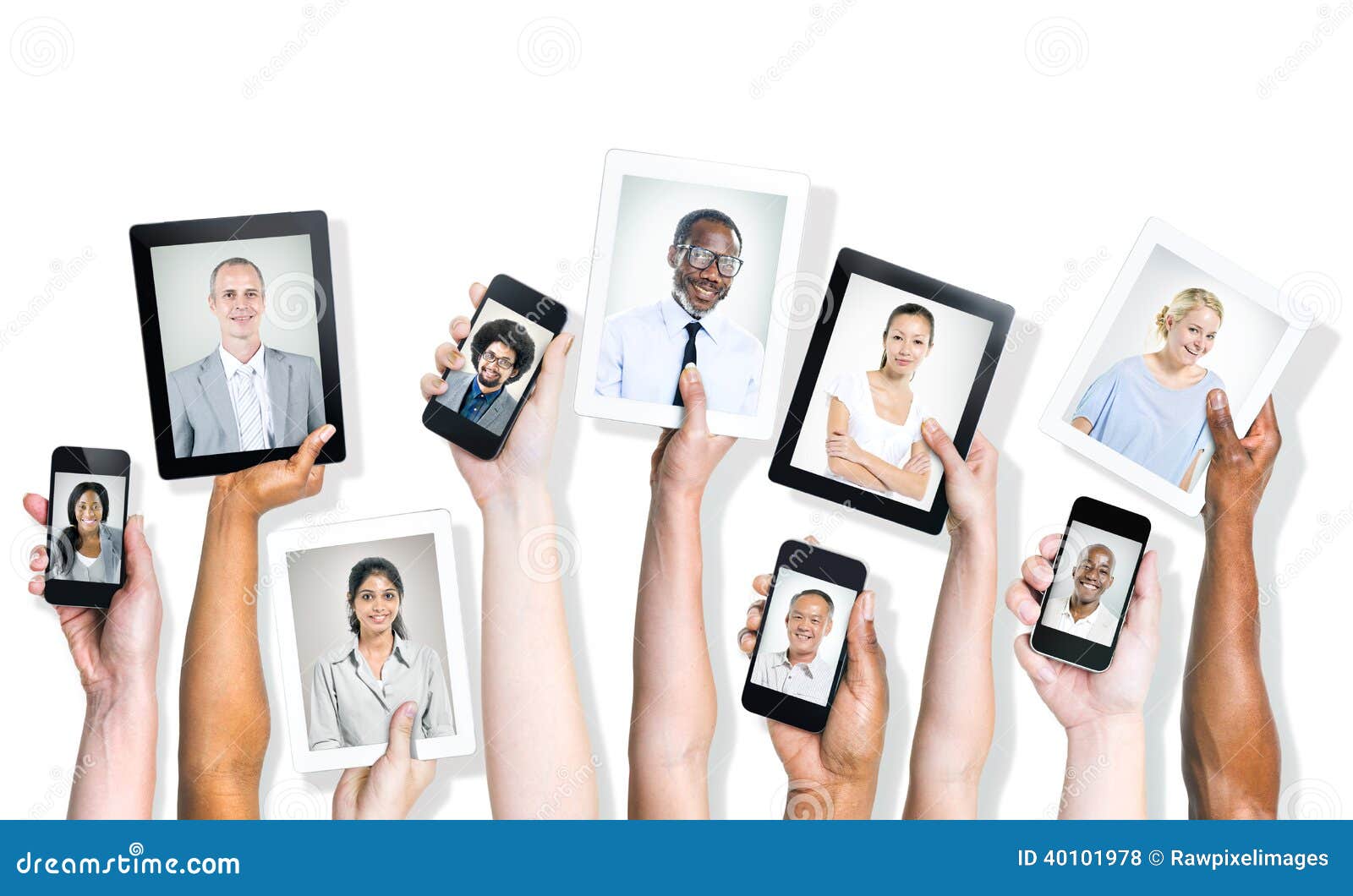 Portraits of Diverse People on Digital Devices Stock Photo - Image of ...