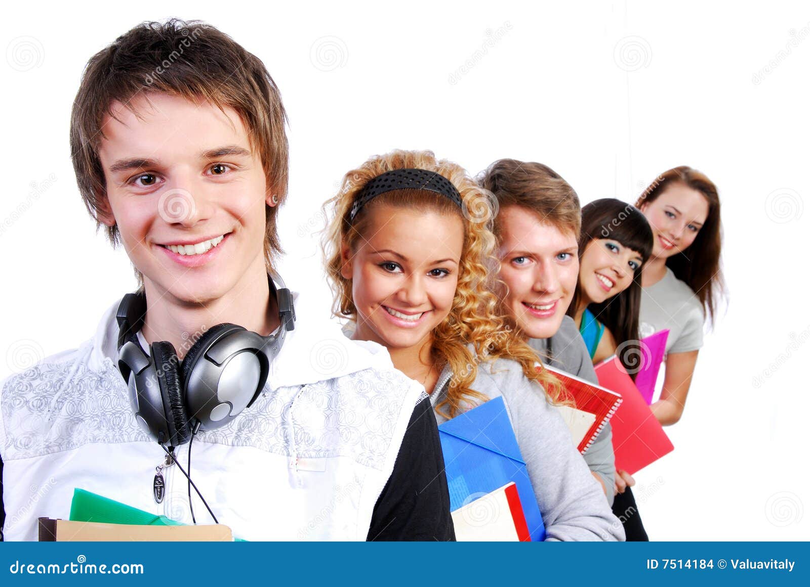 Portraits of Happy Young Students Stock Photo - Image of line, group ...