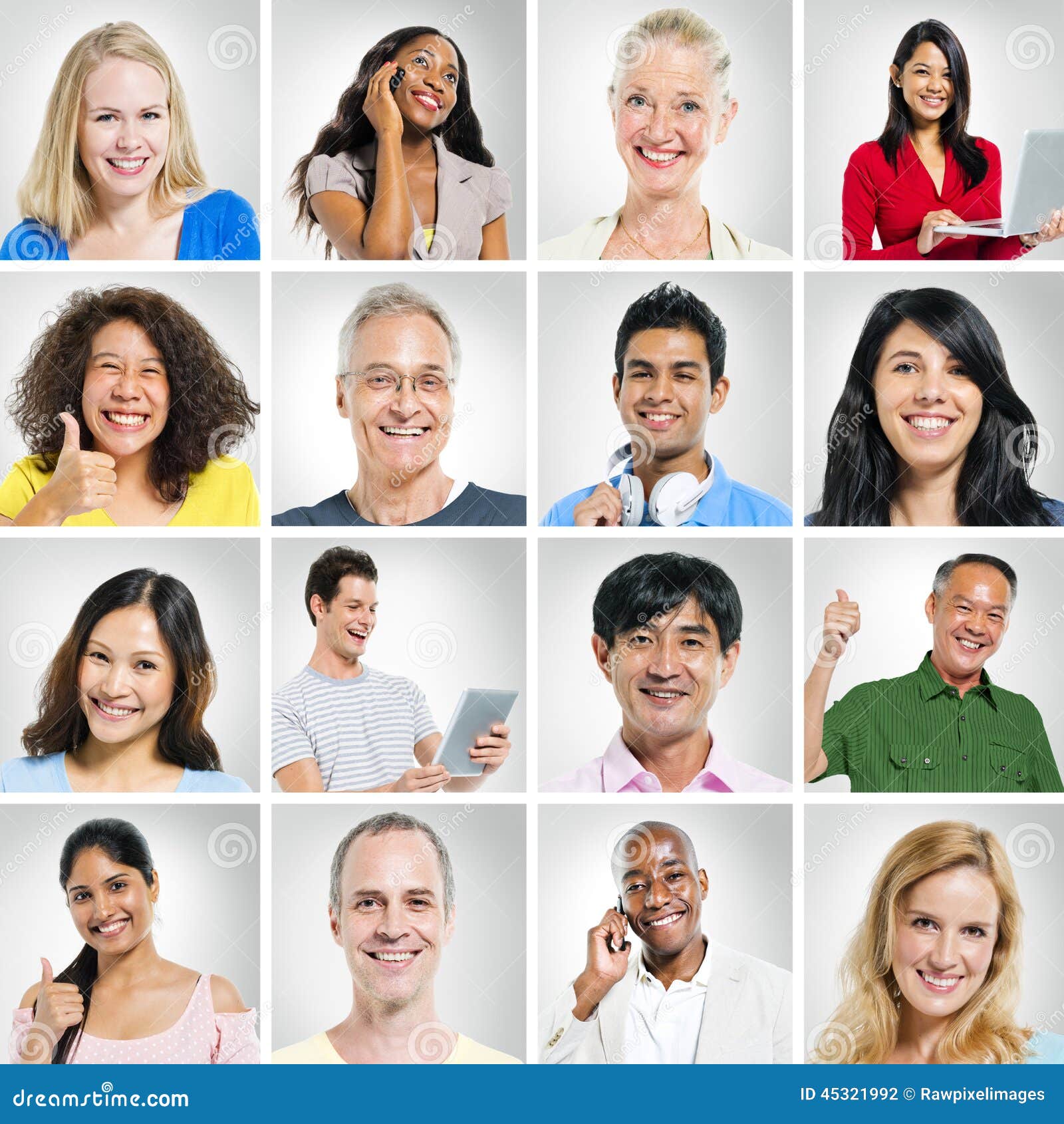 Portraits of Multiehnic Group of People Smiling Stock Photo - Image of ...