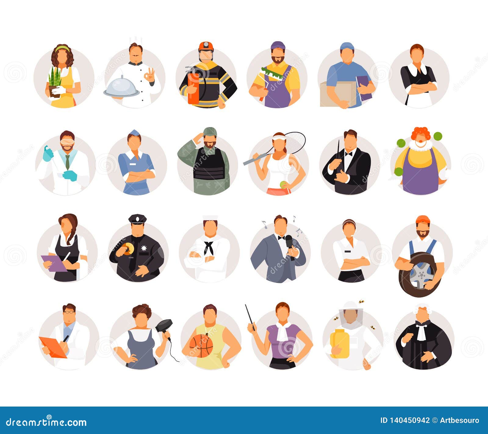 Portraits of People of Different Professions Stock Vector ...