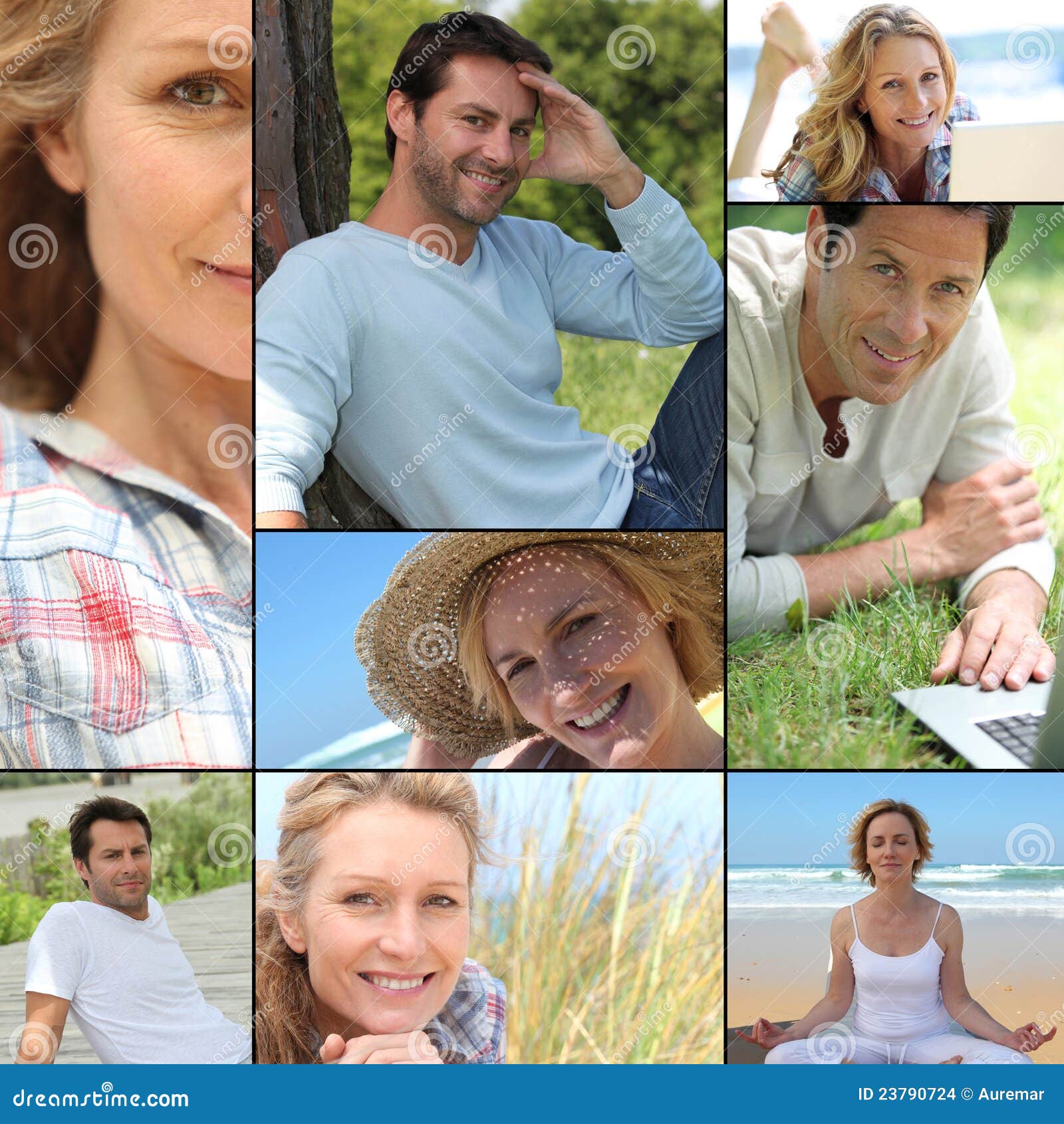 Portraits of People Relaxing Stock Illustration - Illustration of park ...