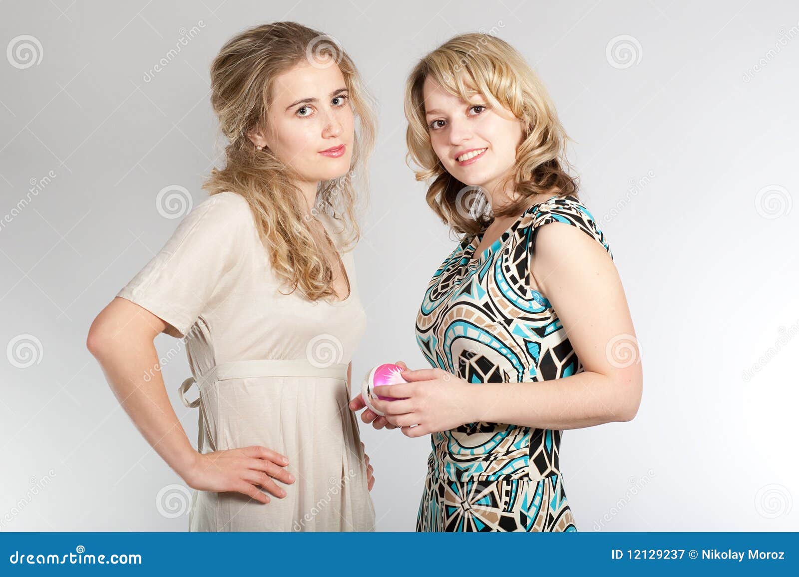 Portraits of Two Beautiful Girls Stock Image - Image of gray, caucasian ...