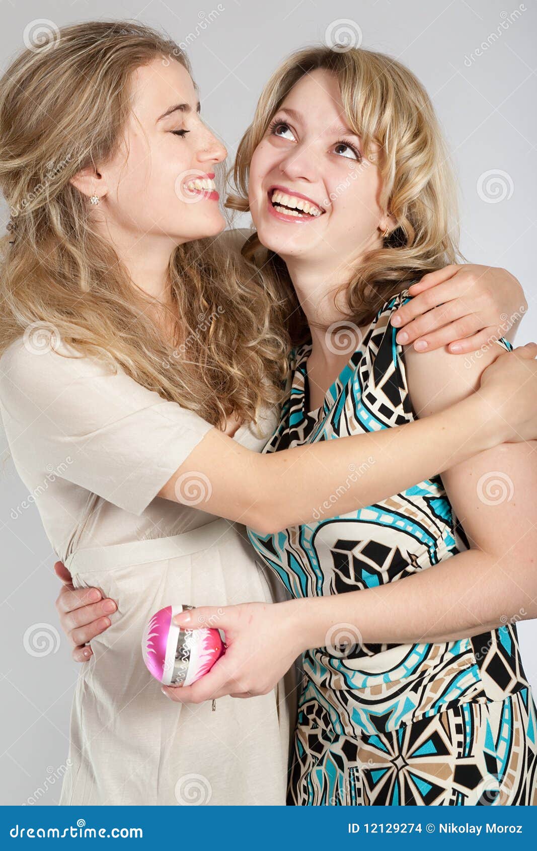 Portraits of Two Beautiful Girls Stock Photo - Image of gray, diversity ...