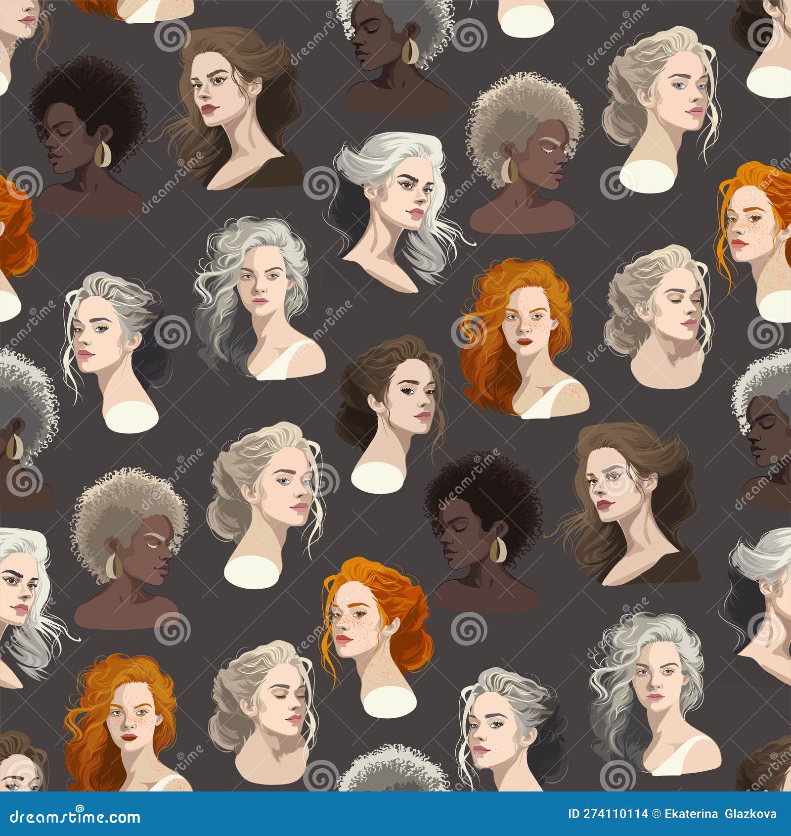 Portraits of a Various Beautiful Girls with Different Hairstyle. Stock ...