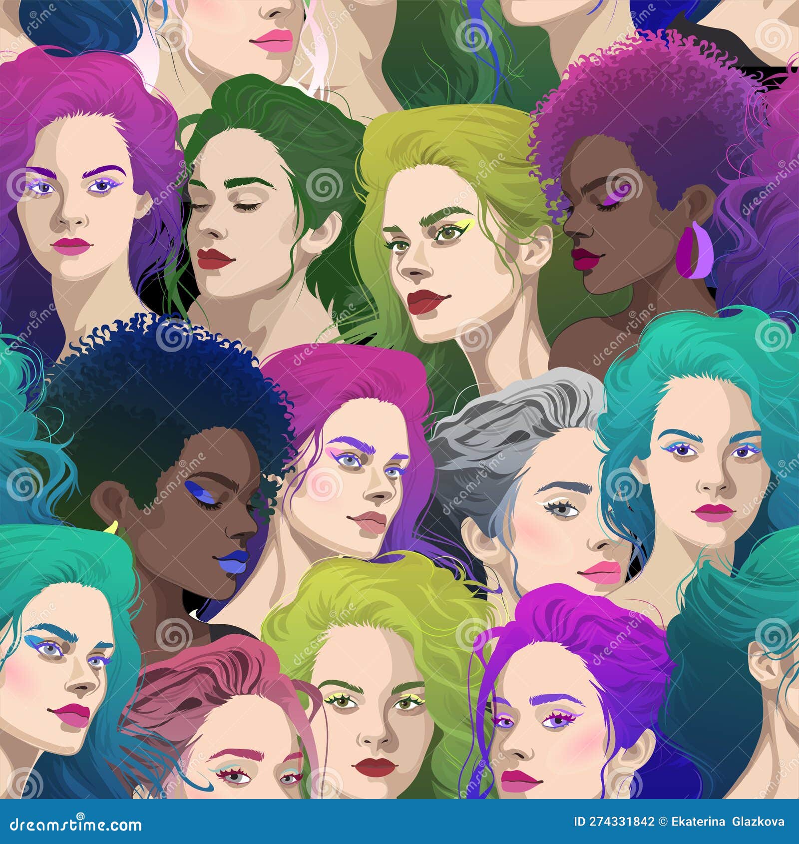 Portraits of a Various Beautiful Girls with Different Hairstyle. Stock ...