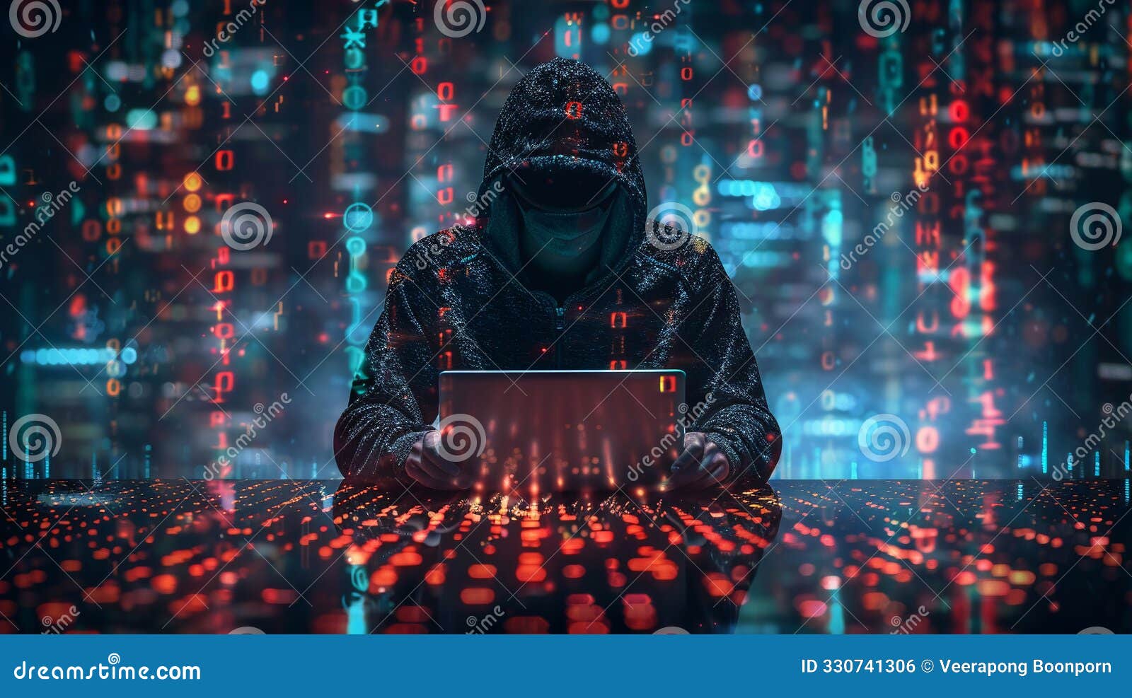 Sinister Computer Hacker Generative AI Illustration Stock Photo ...