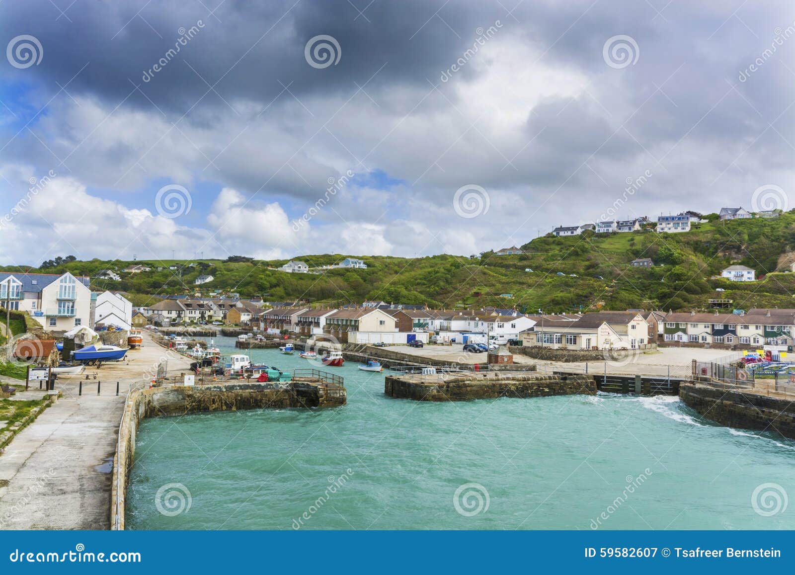 Portreath Fishing Harbor Cornwall Editorial Photography - Image of ...