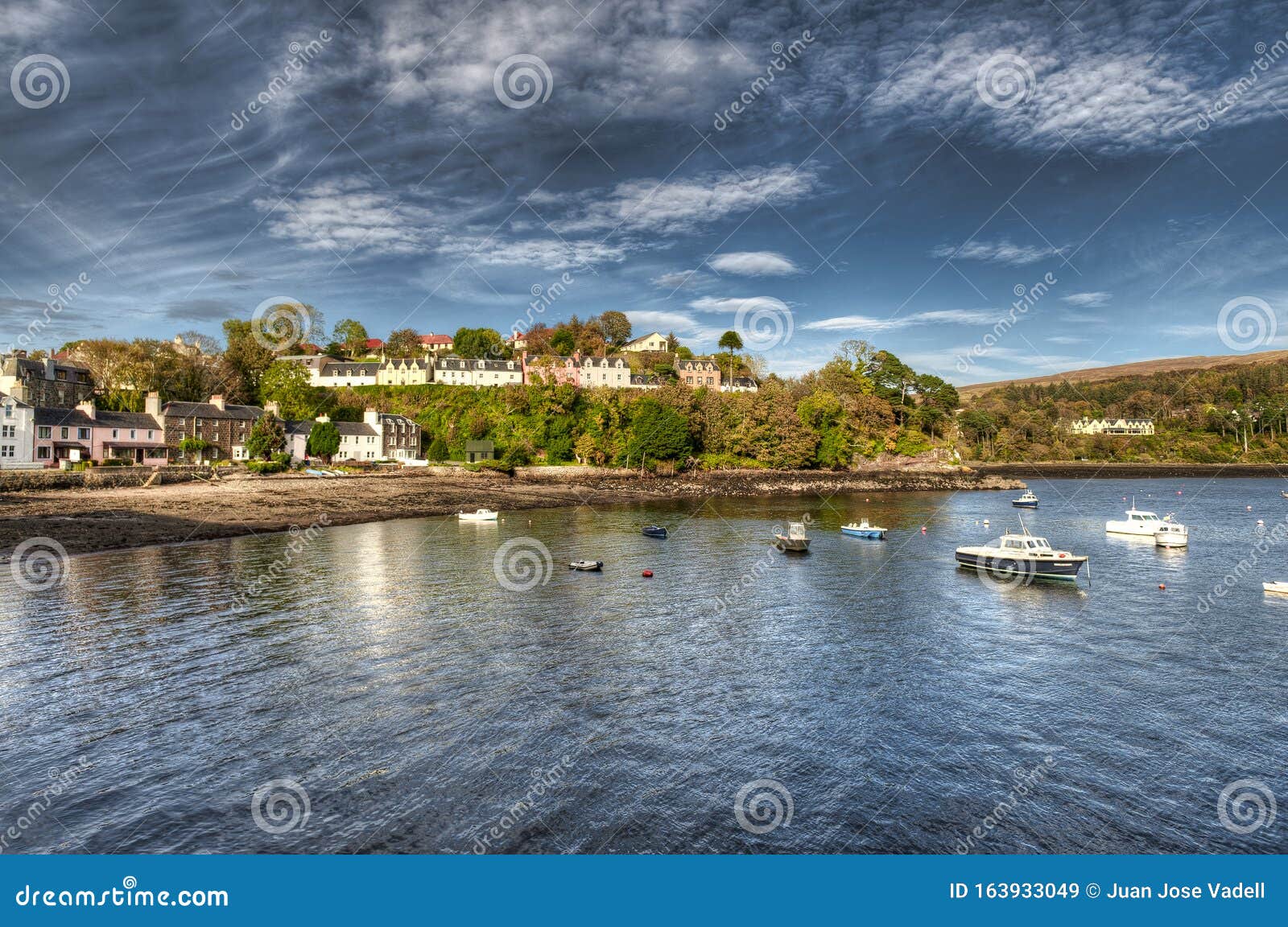 Portree city -in Scotland stock image. Image of coastal - 163933049