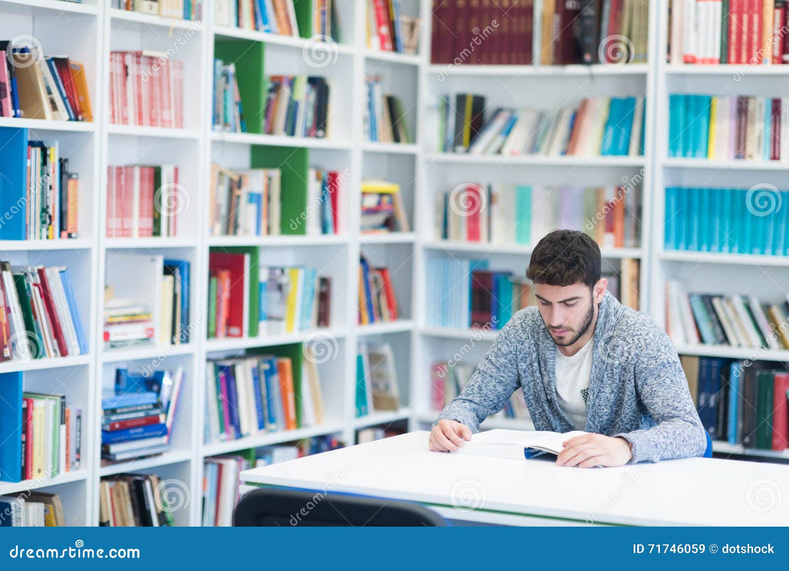 Portret Od Student in School Library Stock Image - Image of person ...