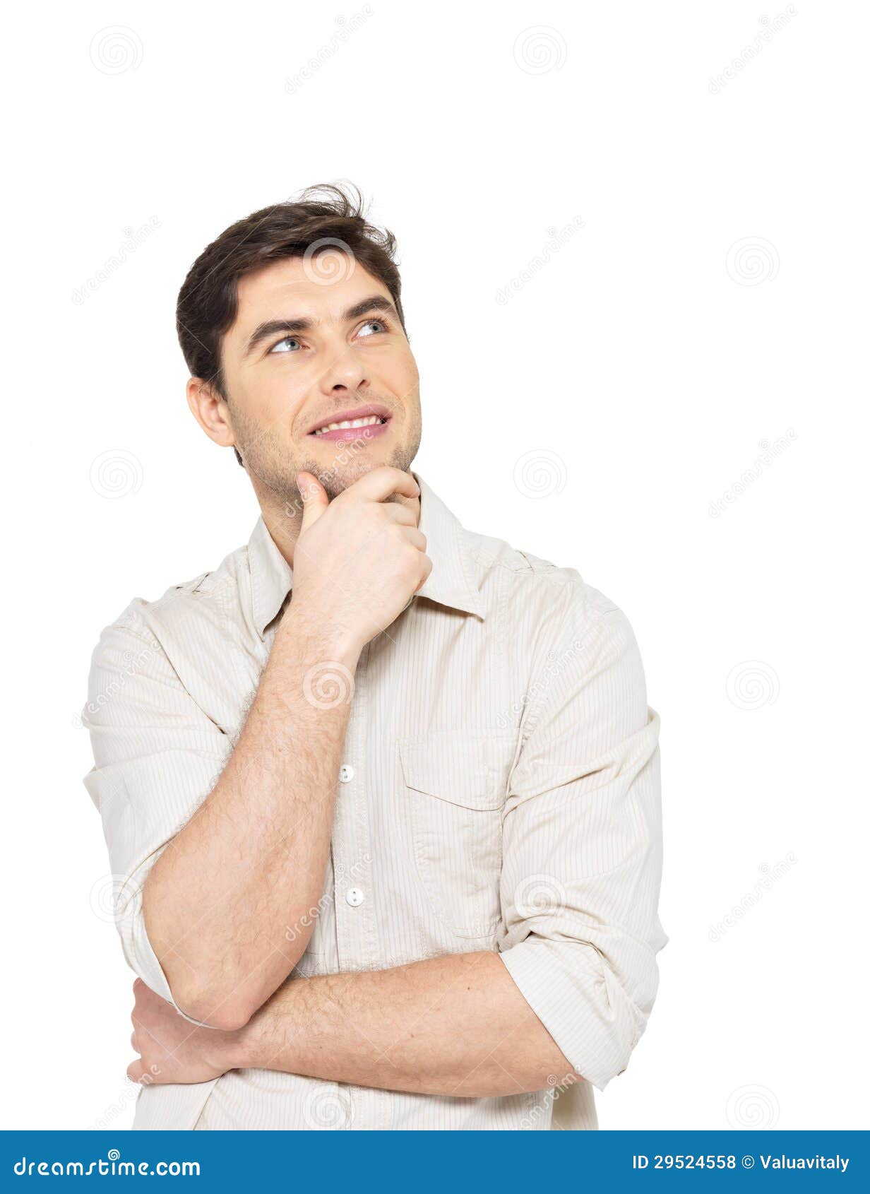 Portret Van De Denkende Man in Toevallig Stock Foto - Image of pensief ...