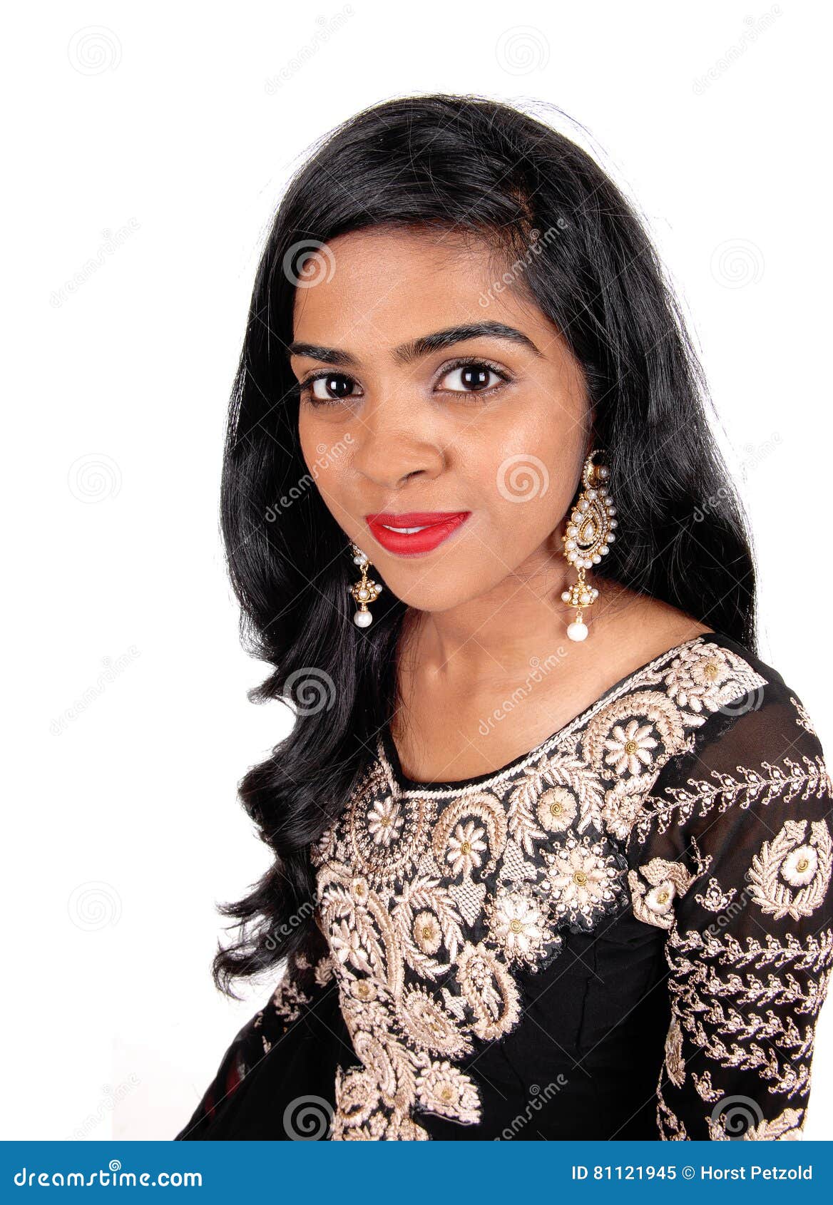 Portret Van De Indische Vrouw Van Het Oosten Stock Afbeelding - Image ...