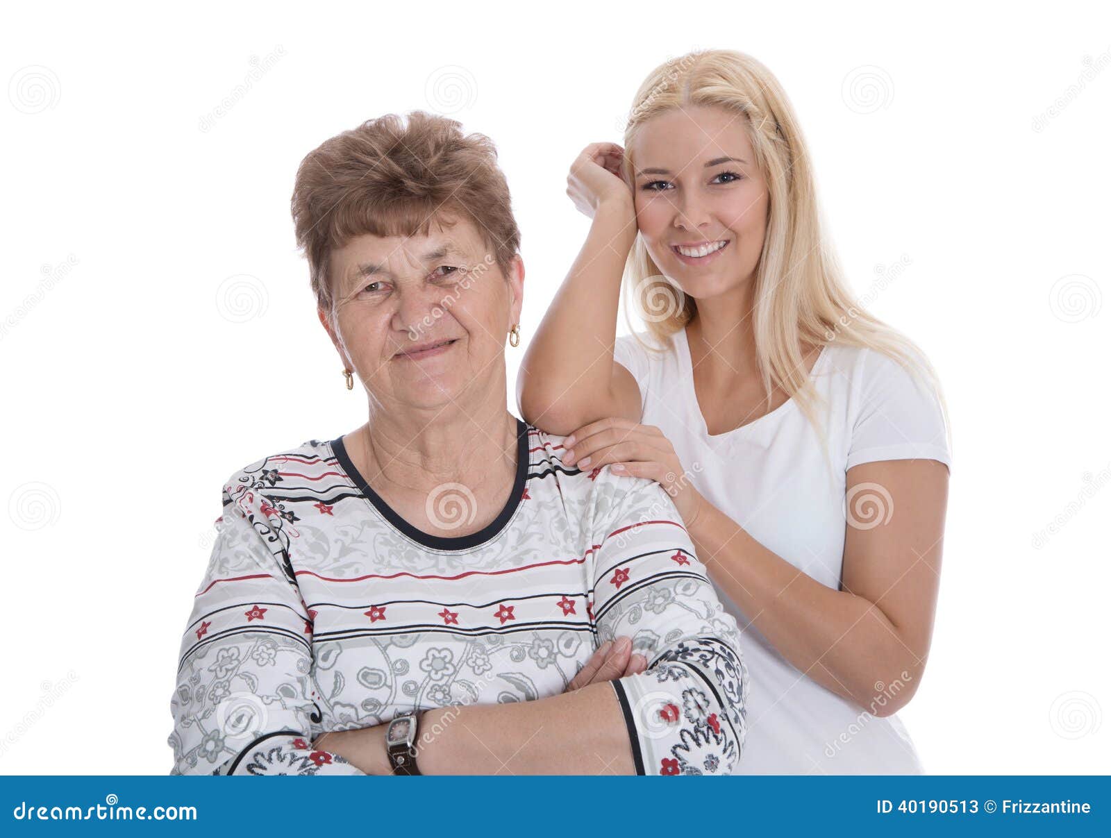 Portret Van Echte Grootmoeder Met Haar Kleindochter. Stock Afbeelding ...