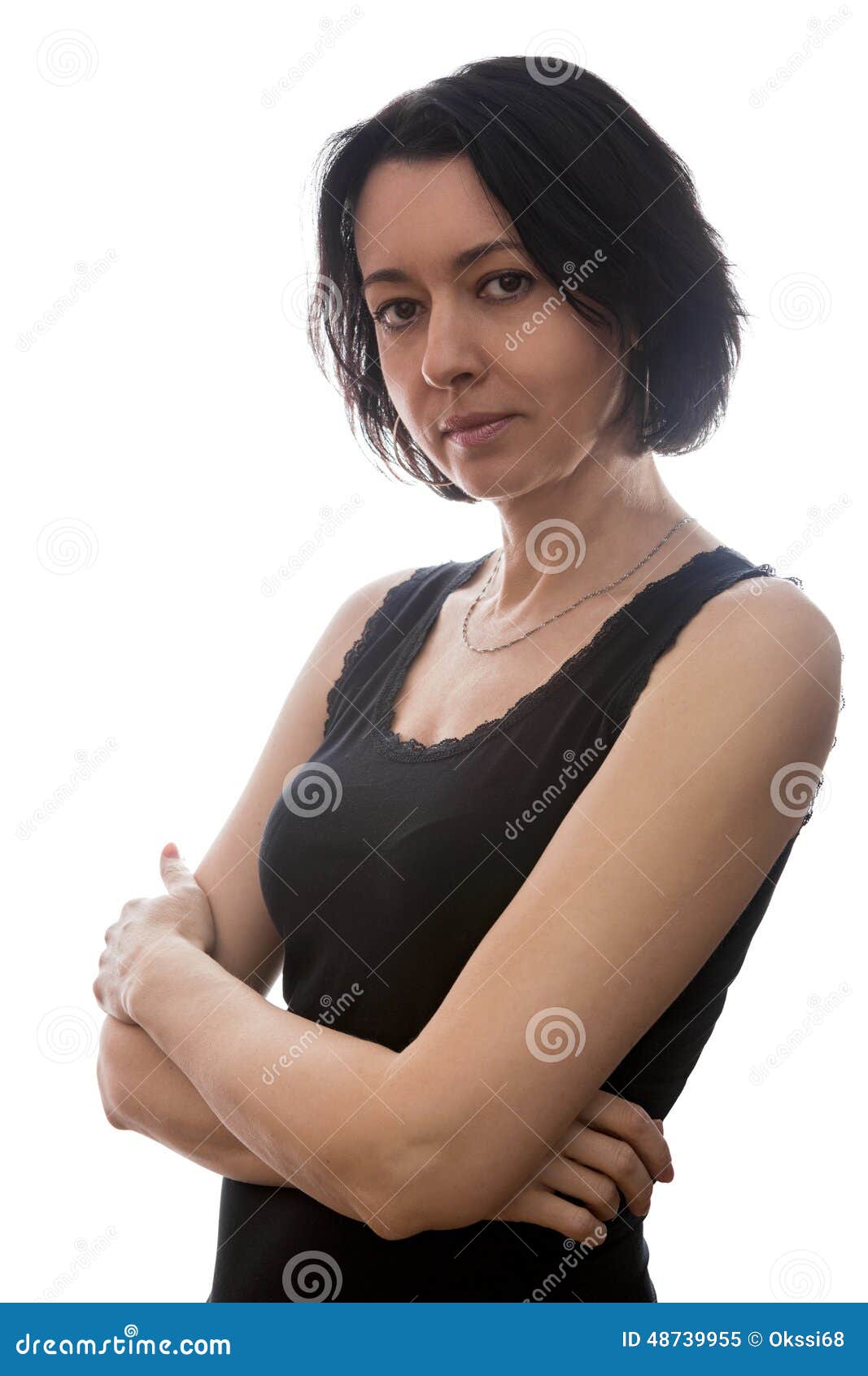 Portret Van Een Oude Vrouw 45 Jaar Stock Afbeelding - Image of overhemd ...