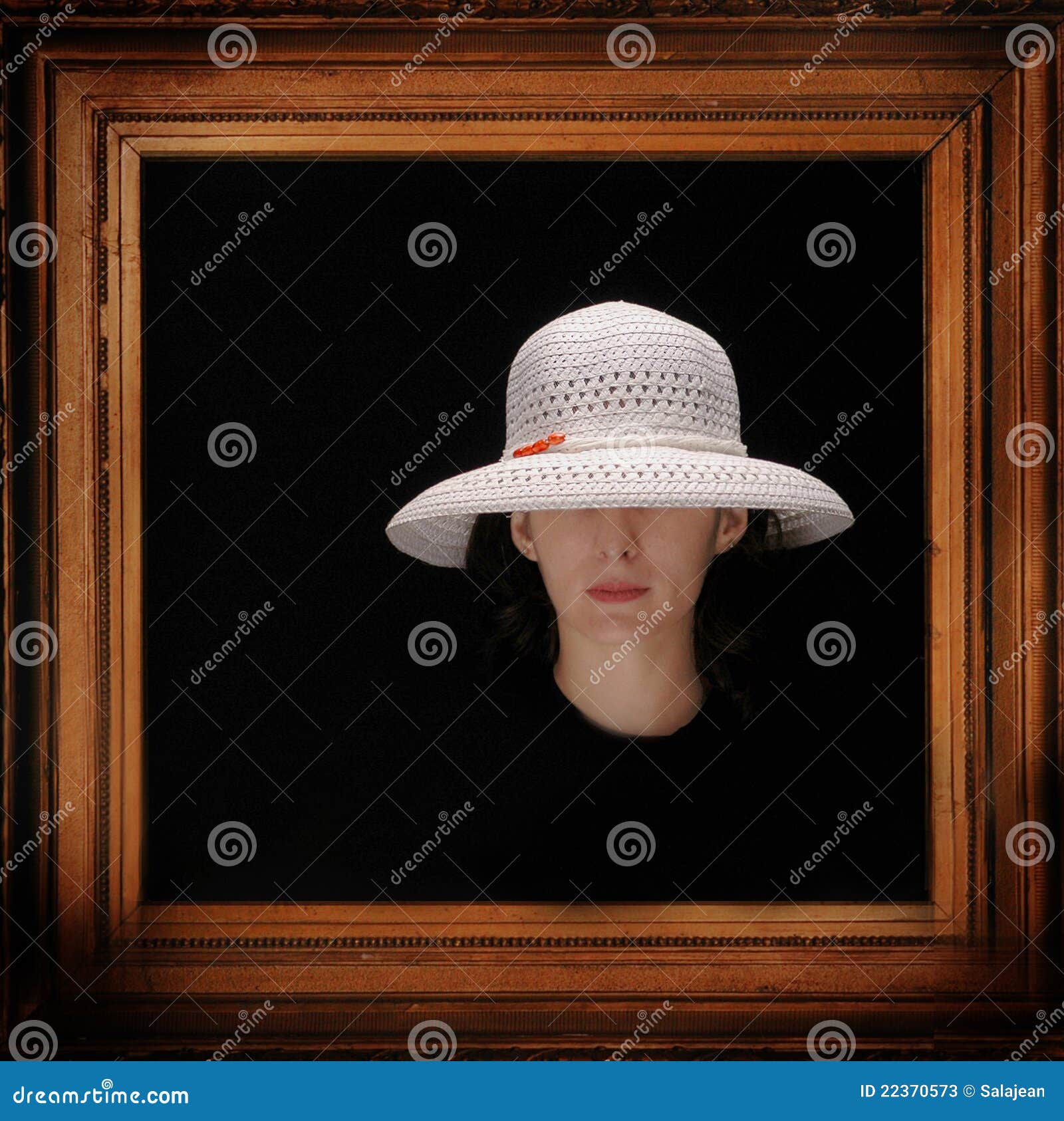 Portret Van Een Vrouw Met Hoed Stock Afbeelding - Image of schoonheid ...