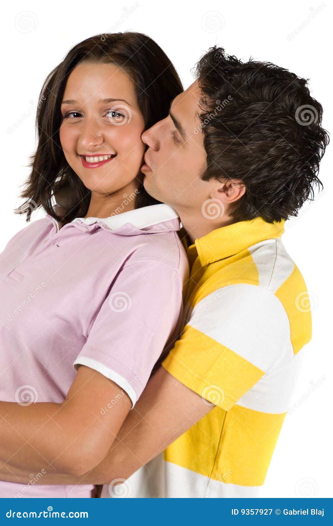 Portret Van Het Jonge Paar Kussen Stock Afbeelding - Image of ...