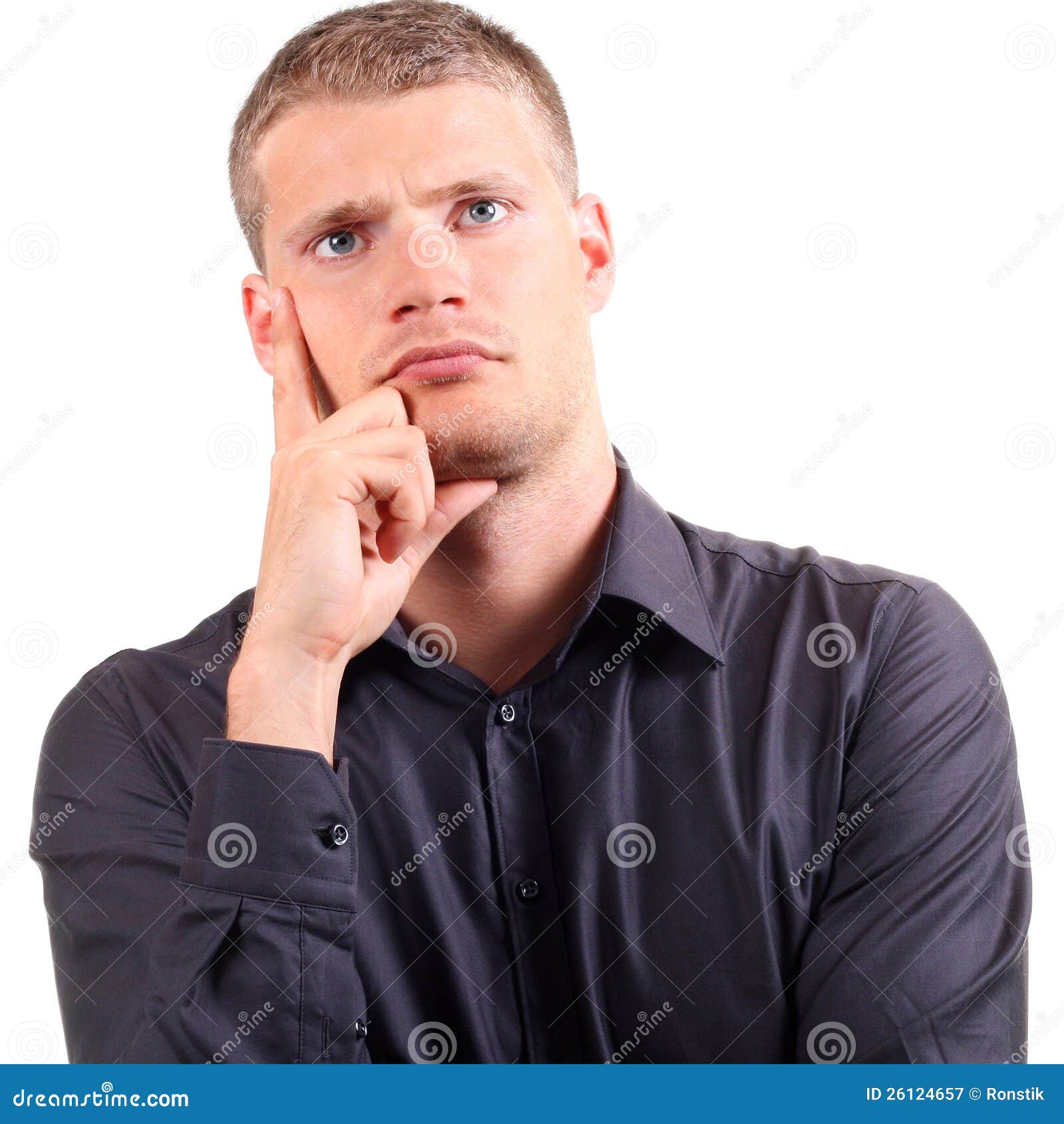 Portret Van Jonge Mens Het Denken Stock Afbeelding - Image of ...