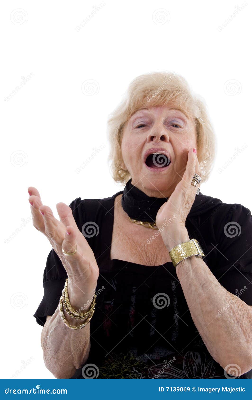 Portret Van Lachende Oude Vrouw Stock Afbeelding - Image of blij ...