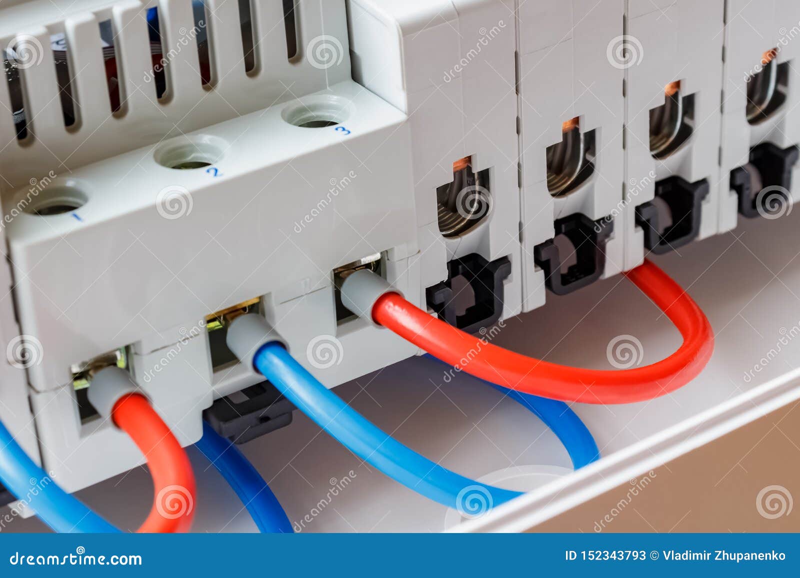 Ports of Installed Automatic Circuit Breakers Connected by Red and Blue ...