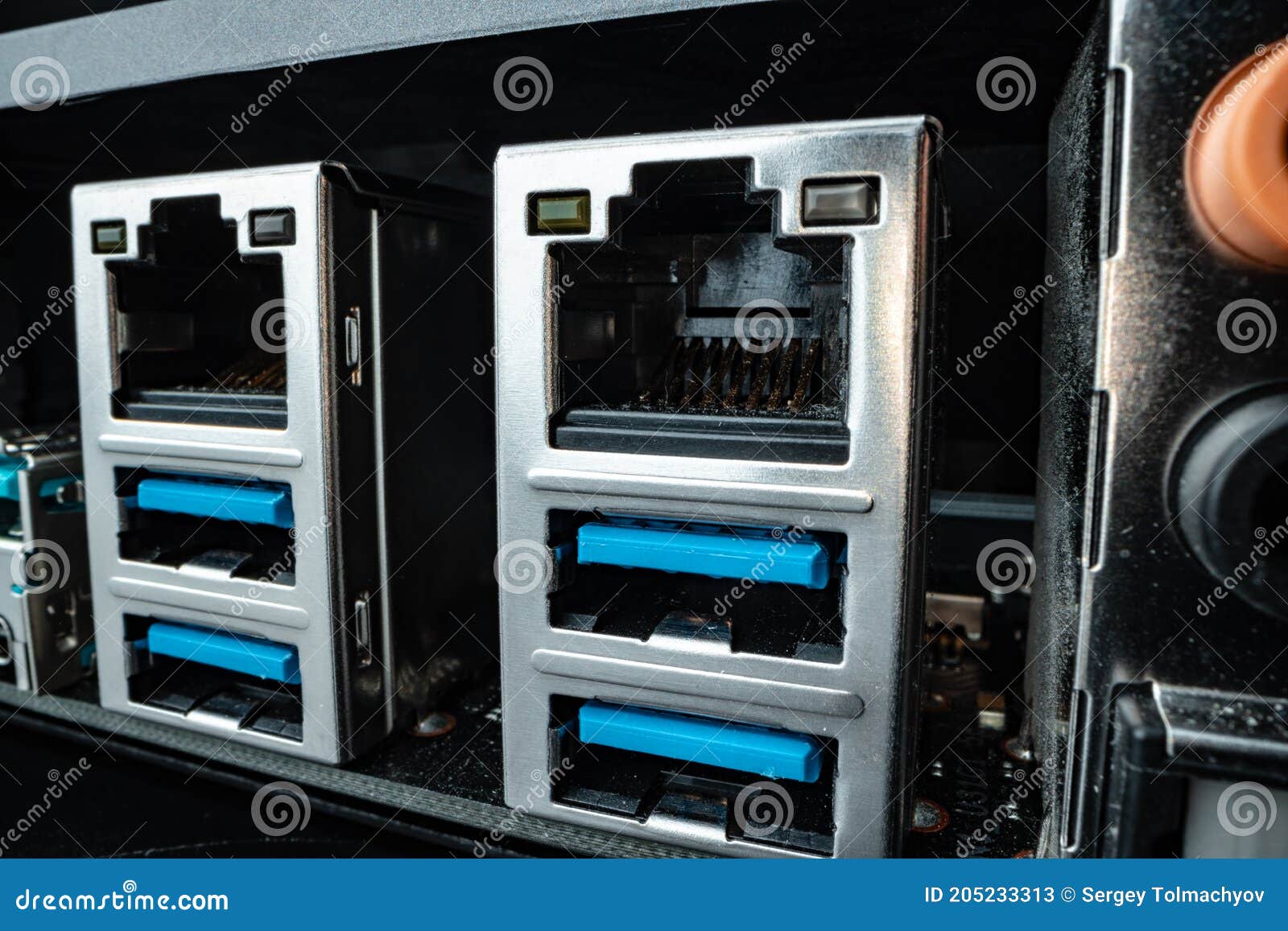 Ports and Outputs at Computer System Unit Macro Stock Image - Image of ...
