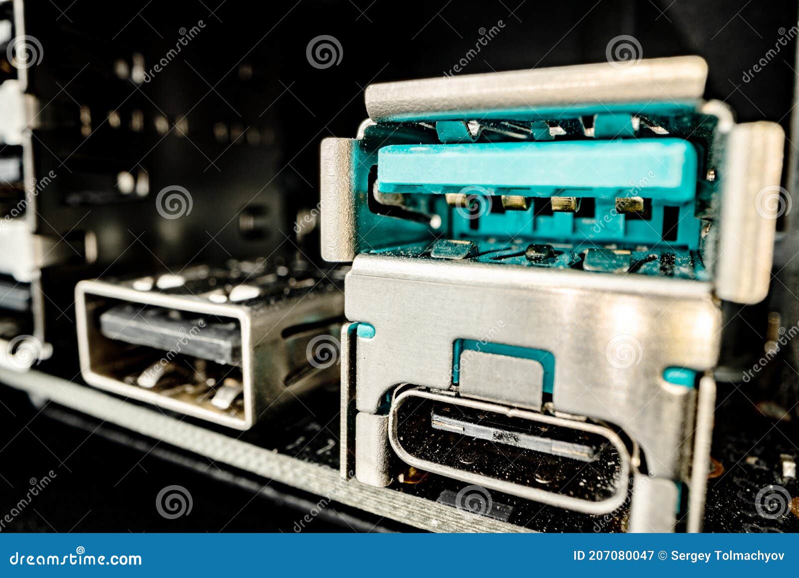 Ports and Outputs at Computer System Unit Macro Stock Image - Image of ...