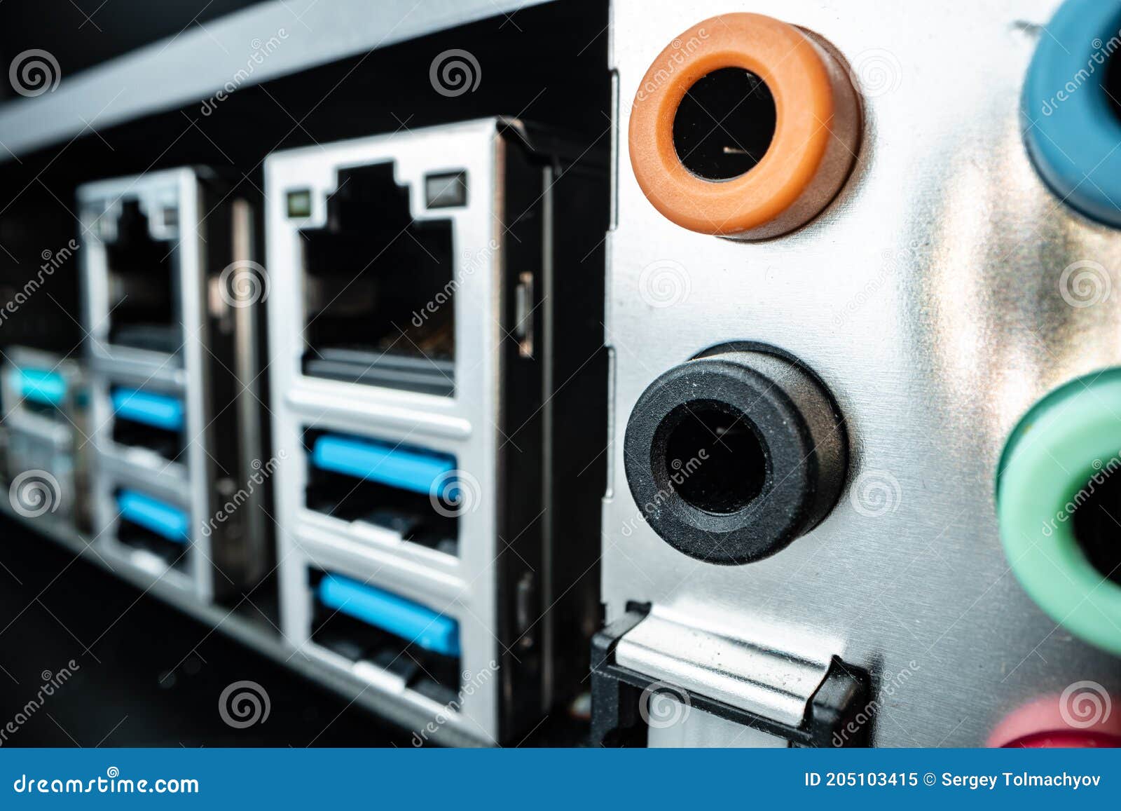 Ports and Outputs at Computer System Unit Macro Stock Image - Image of ...