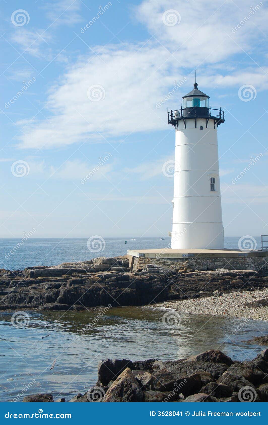 Portsmouth Harbor Lighthouse Stock Image - Image of protection, ocean ...