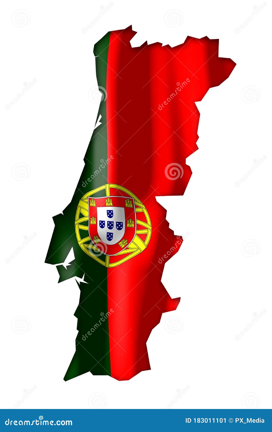 Portugal - Country Flag and Border Shape Stock Illustration ...