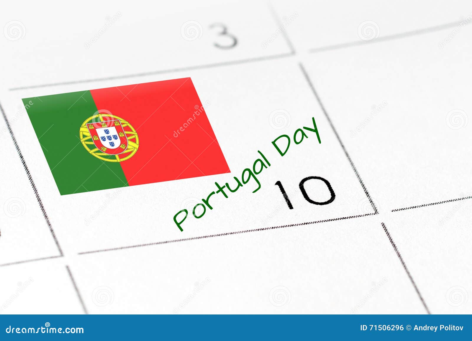 Portugal Day on calendar stock illustration. Illustration of state ...
