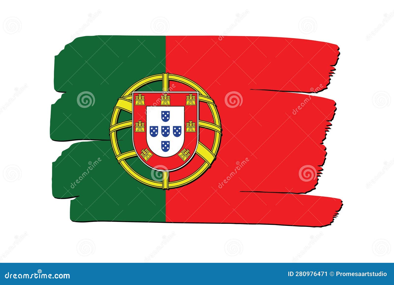 Portugal Flag with Colored Hand Drawn Lines in Vector Format Stock ...