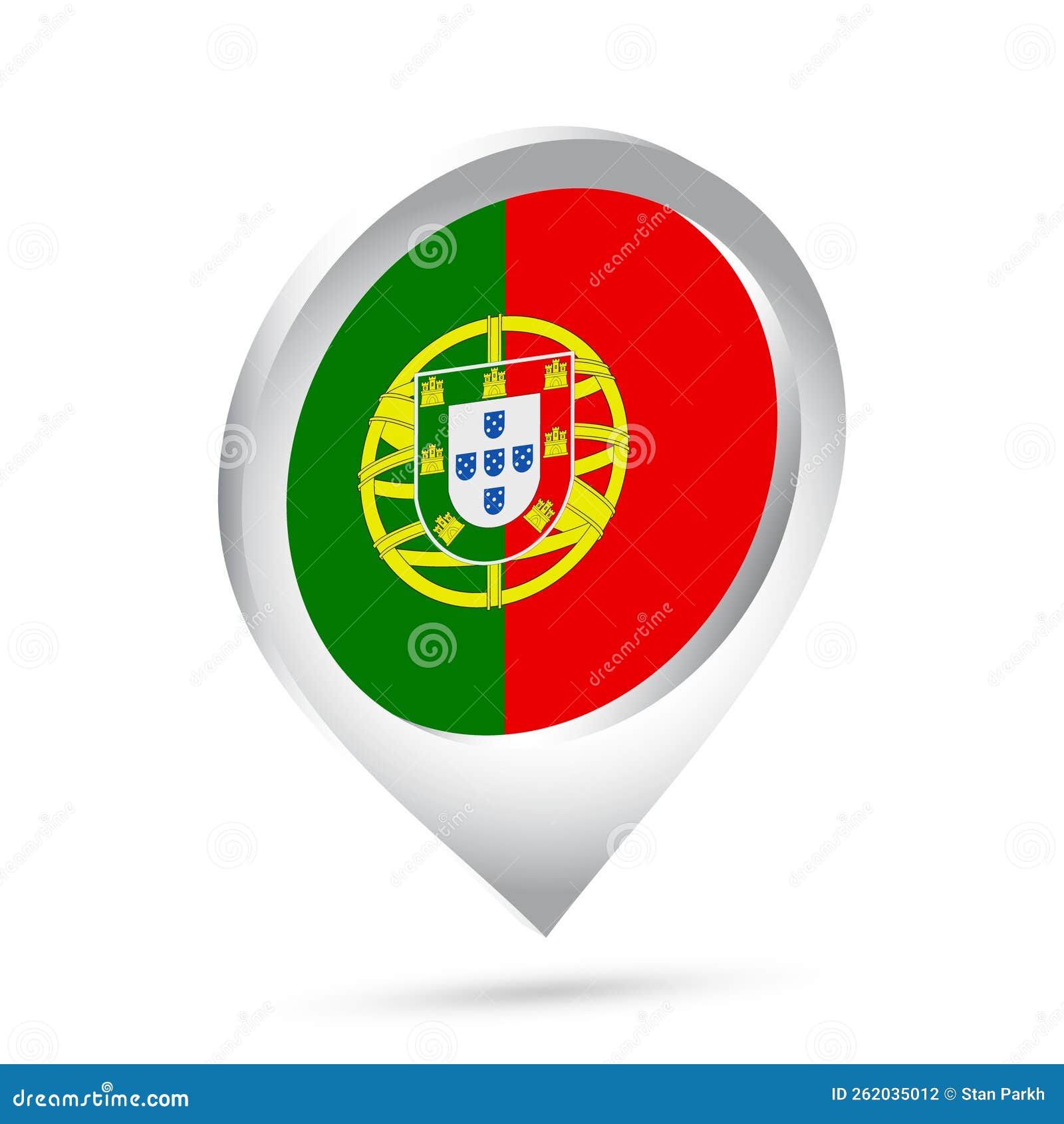 Portugal flag 3d pin icon stock vector. Illustration of nation - 262035012