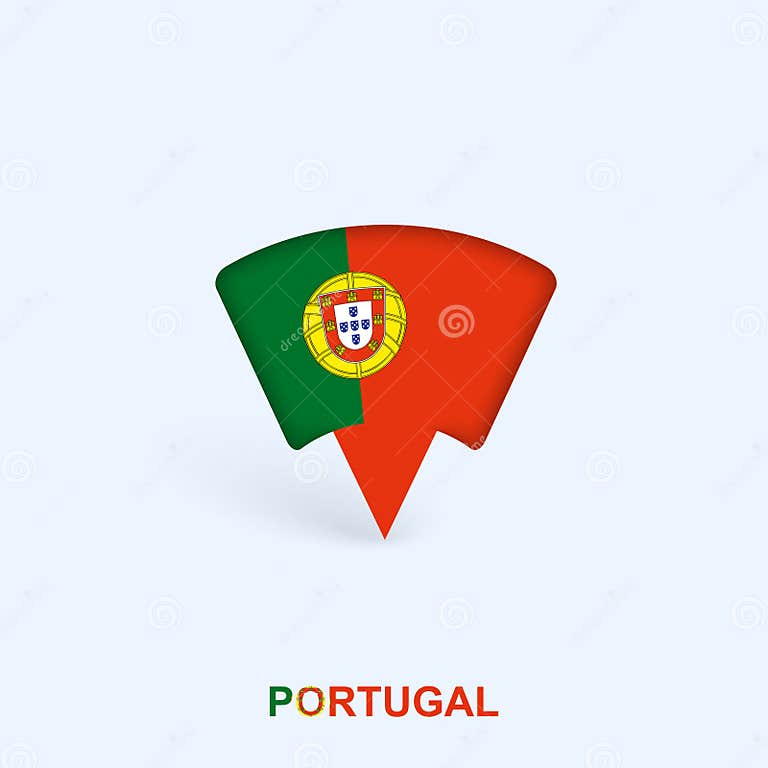 Portugal Flag Map Pointer Design with Shadow Stock Illustration ...