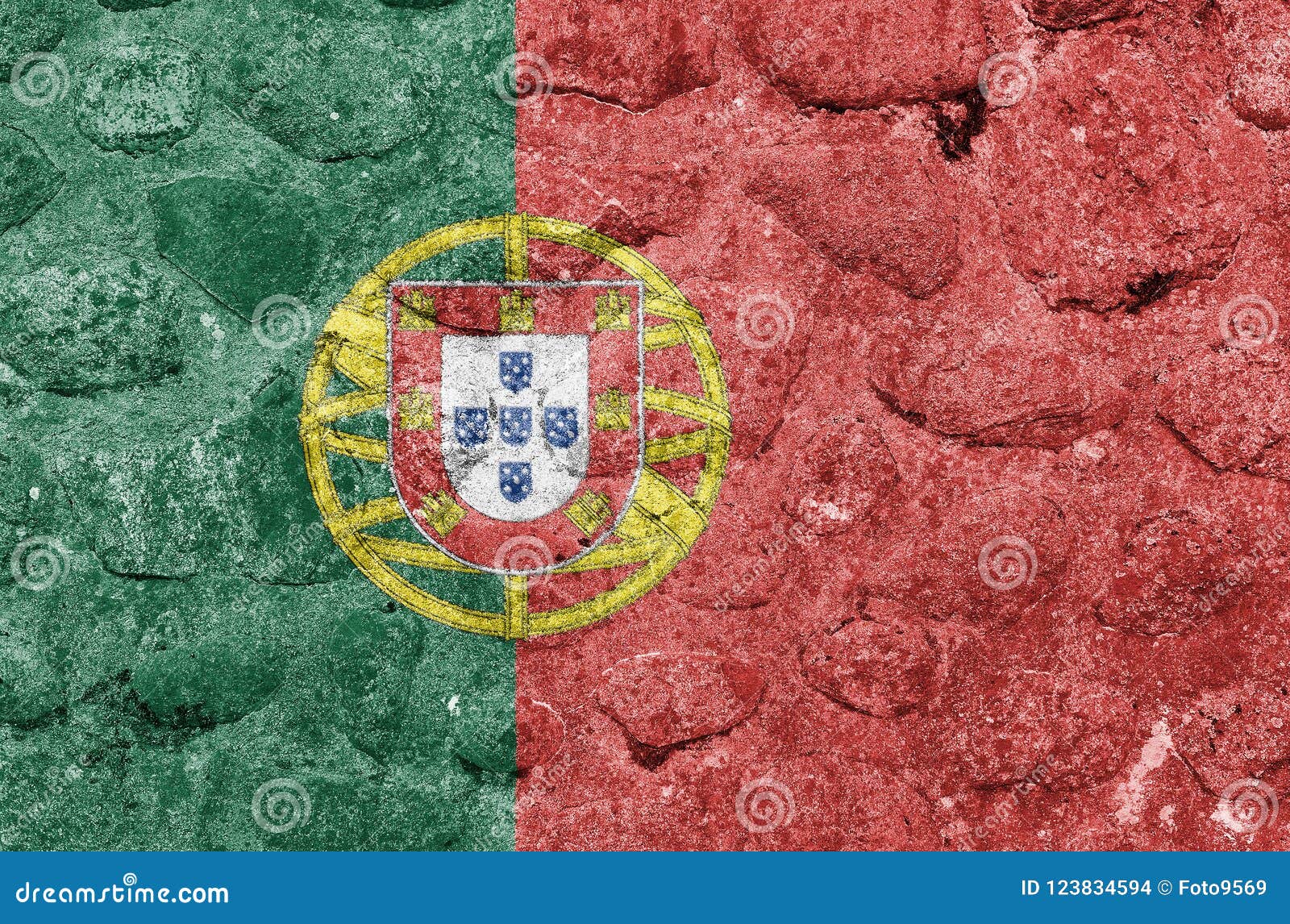 Portugal Flag on a Stone Wall. Stock Illustration - Illustration of ...