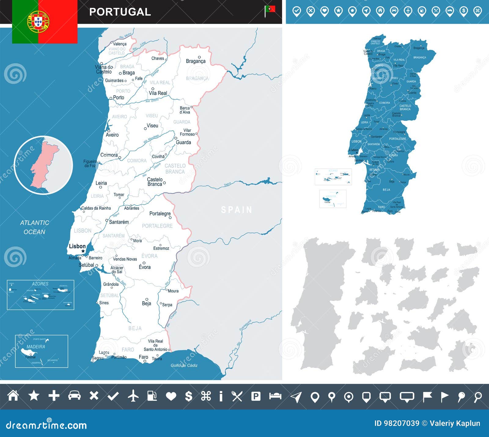 Portugal - Infographic Map and Flag Illustration Stock Illustration ...