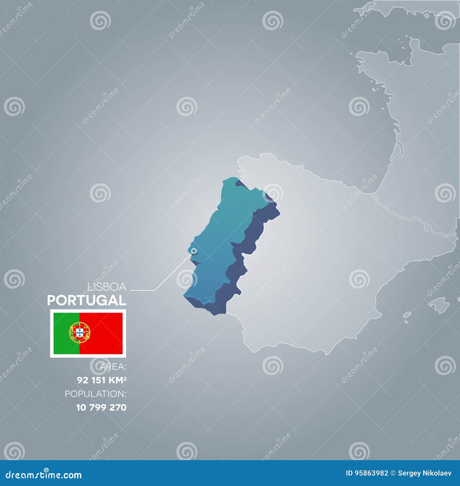 Portugal Population Heat Map As Color Density Illustration Royalty-Free ...