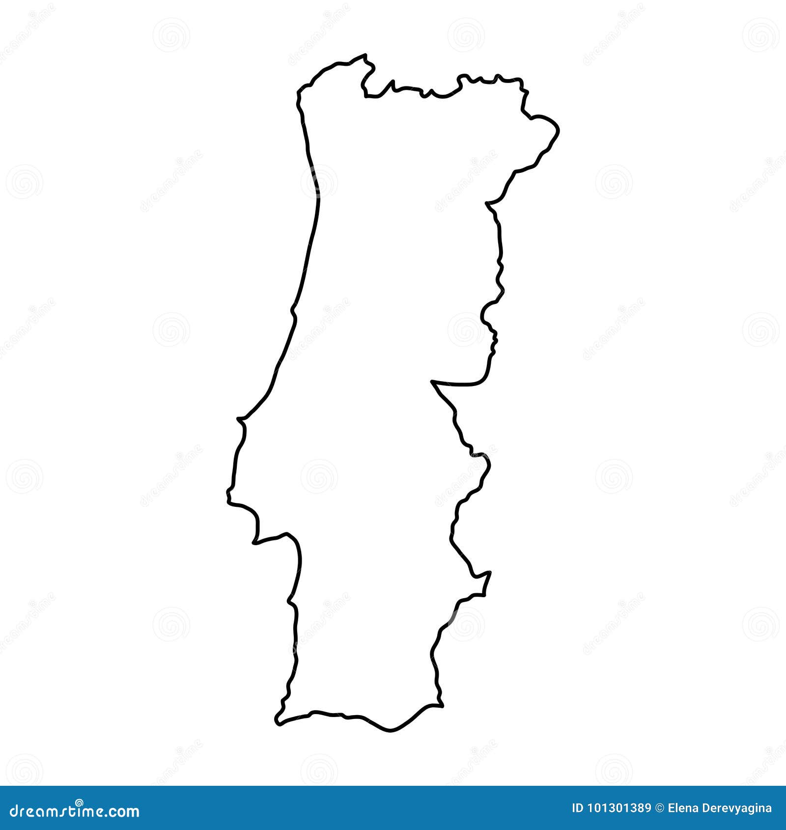 Portugal Map of Black Contour Curves, Vector Illustration Stock Vector ...