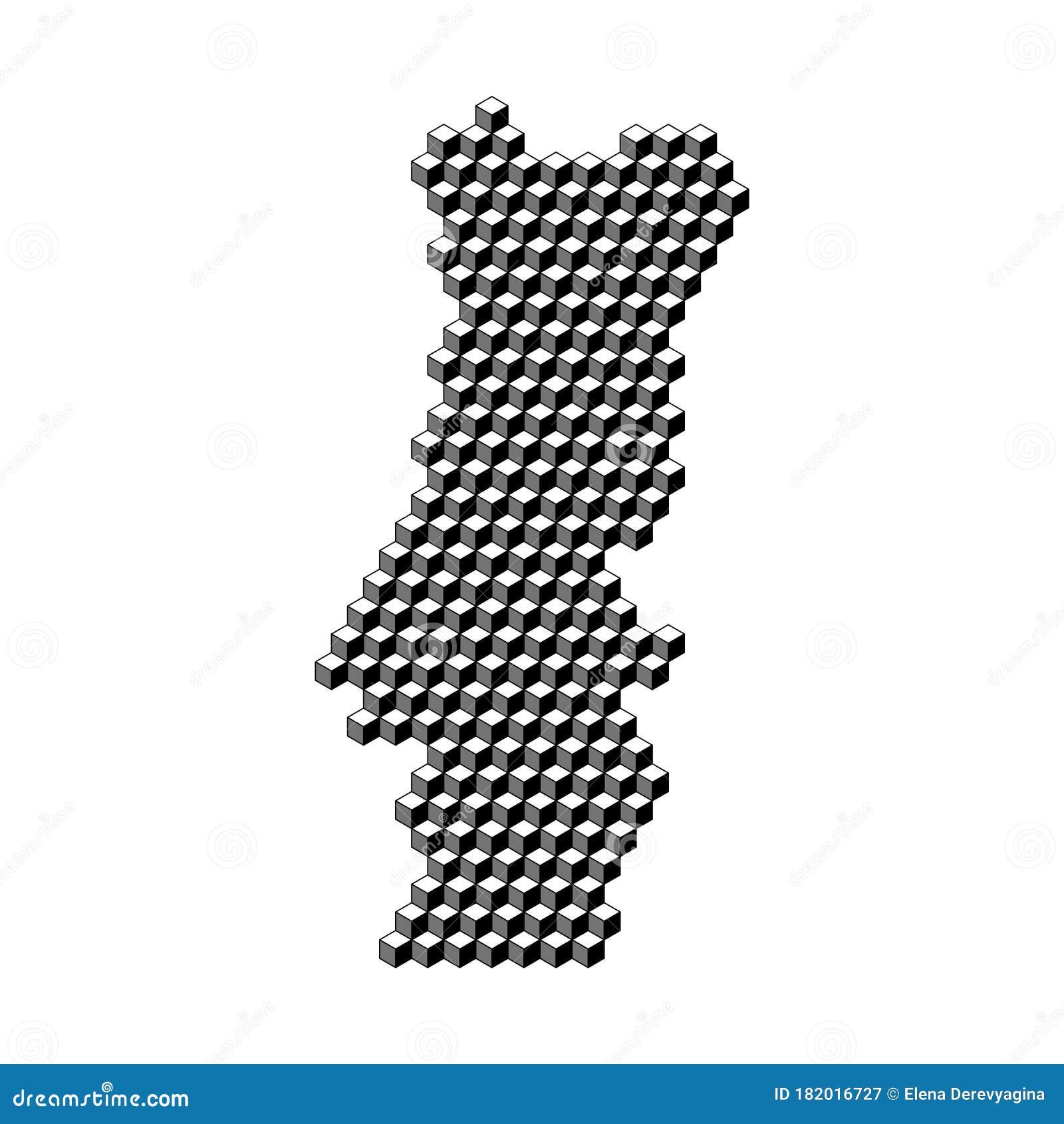 Portugal Map from 3D Black Cubes Isometric Abstract Concept, Square ...