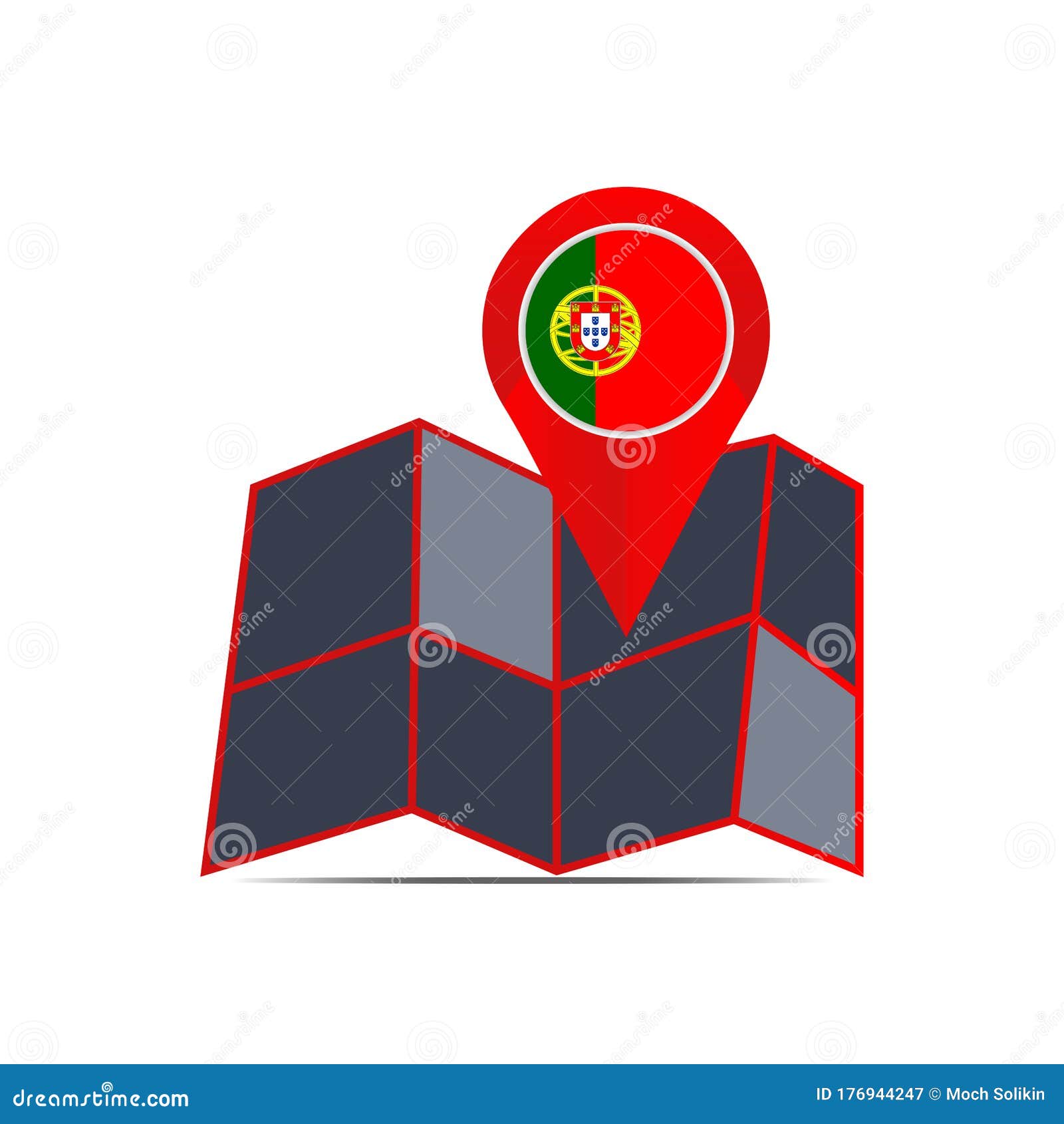 Portugal Map Icon Isolated with Country Flags Stock Vector ...