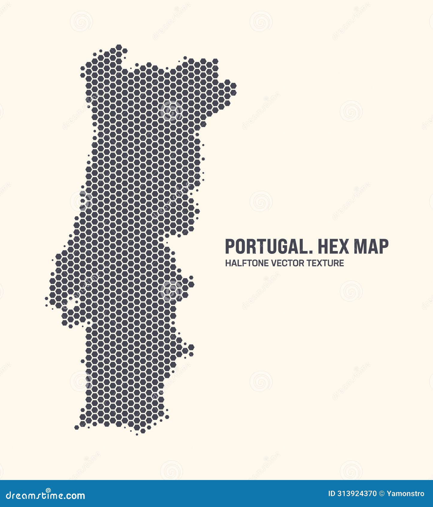 Portugal Map Vector Hexagonal Half Tone Pattern Isolated on Light ...