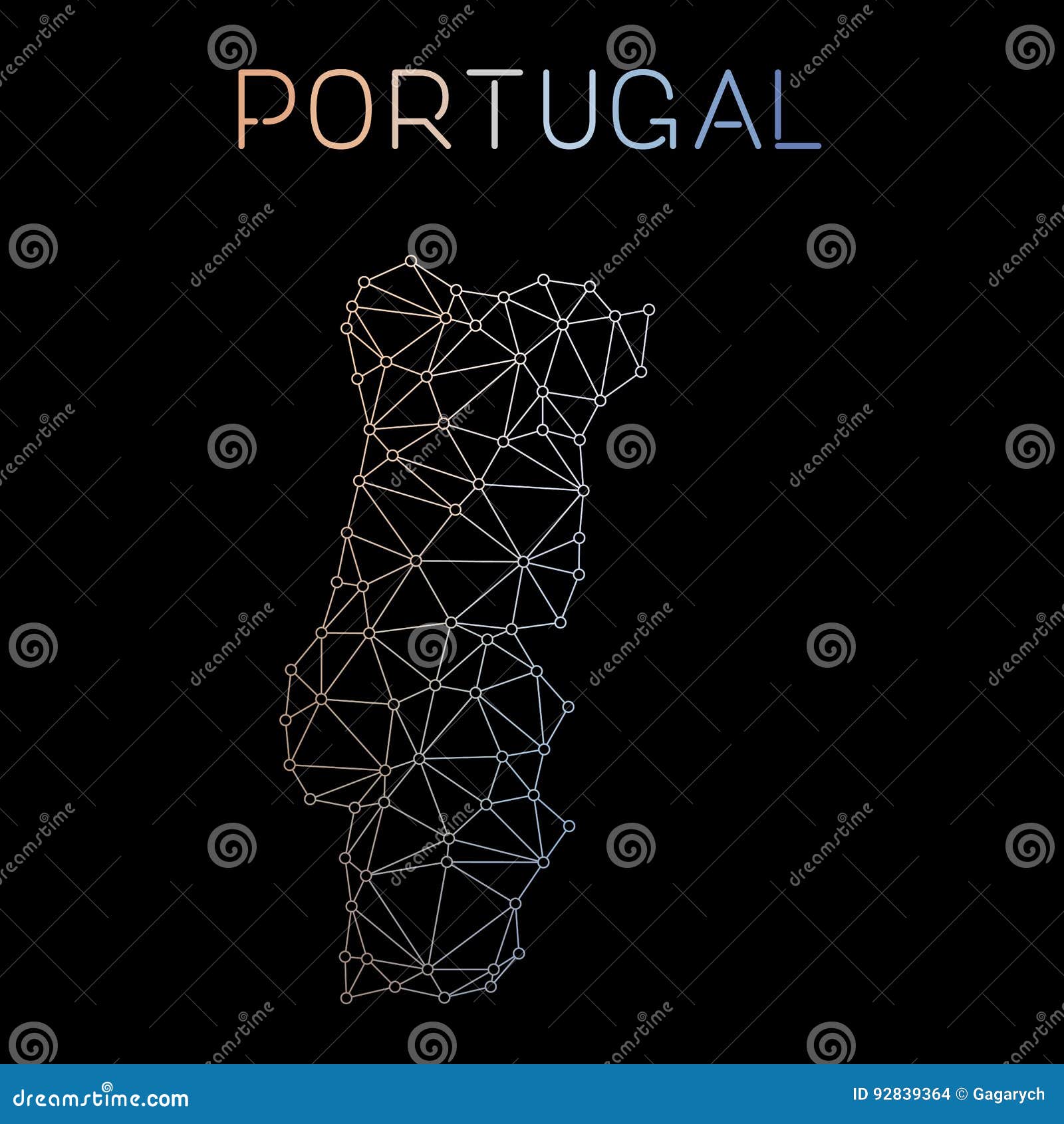 Portugal network map. stock vector. Illustration of fancy - 92839364
