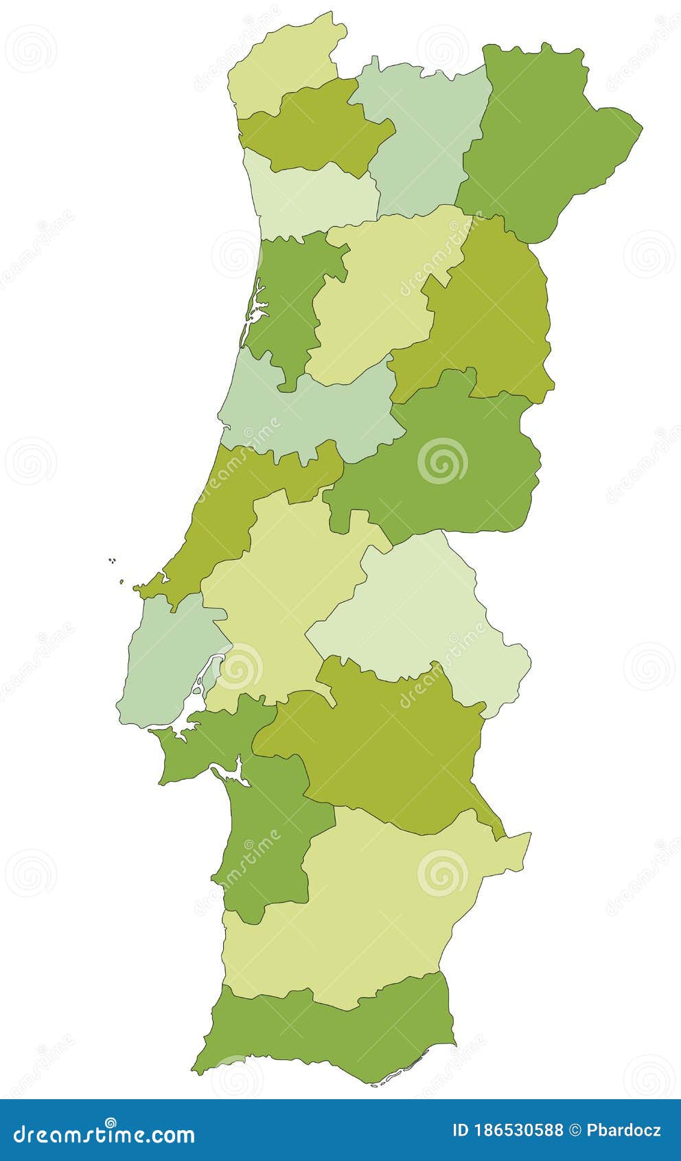 Portugal Highly Detailed Political Map With National Flag. Cartoon ...