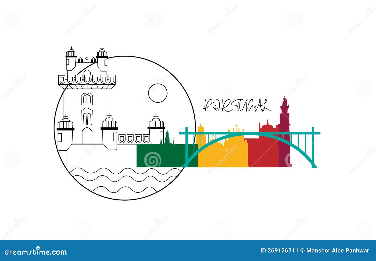 Portugal Poster Vector Illustration Stock Vector - Illustration of ...