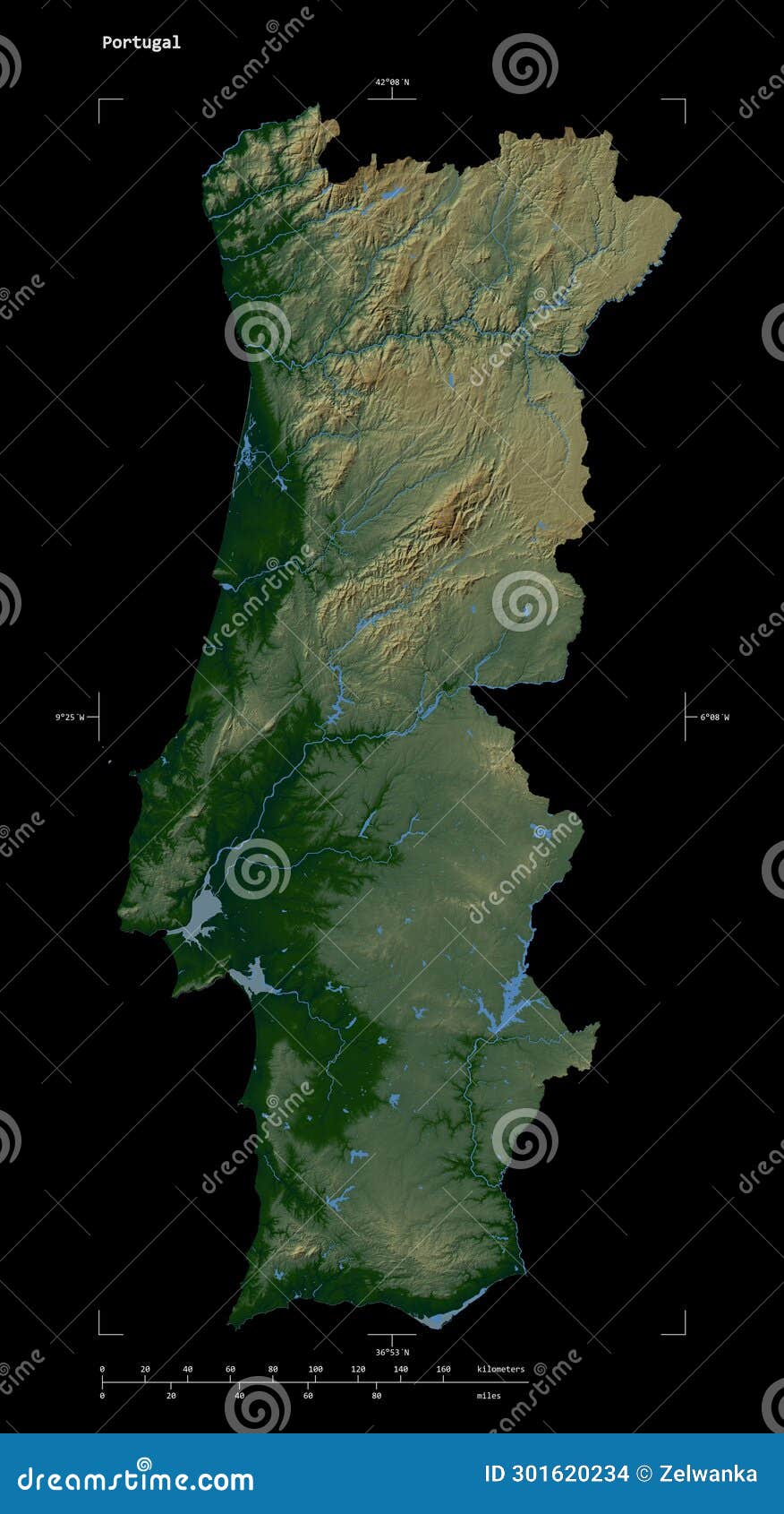 Portugal Shape on Black. Physical Stock Illustration - Illustration of ...