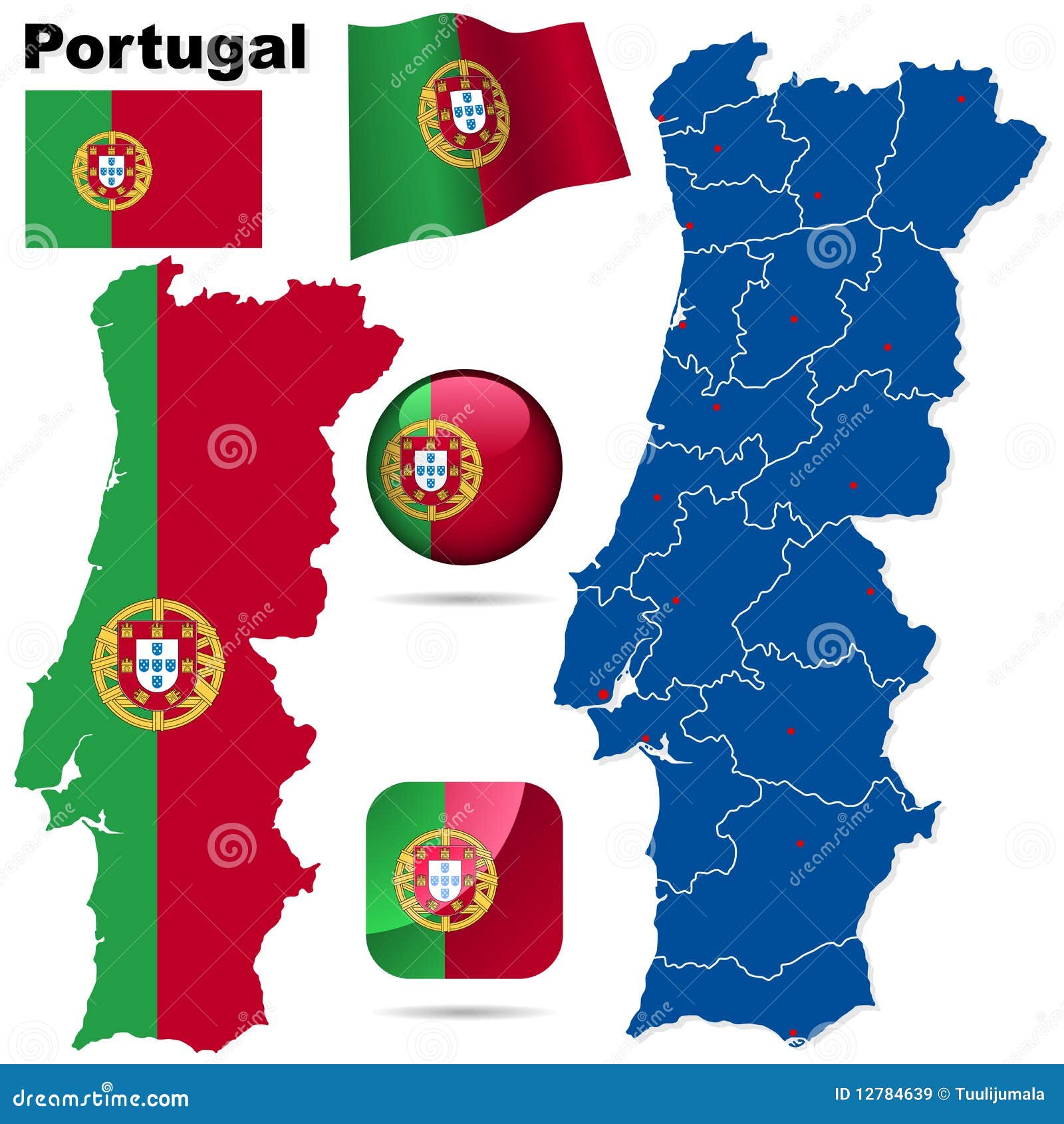 Portugal vector set. stock vector. Illustration of button - 12784639