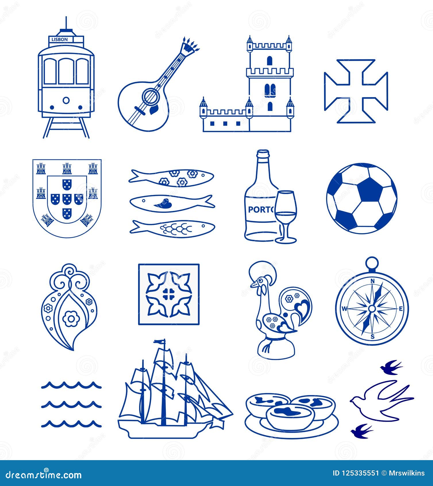 Portugese Icon Set Vector Collection Stock Vector - Illustration of ...