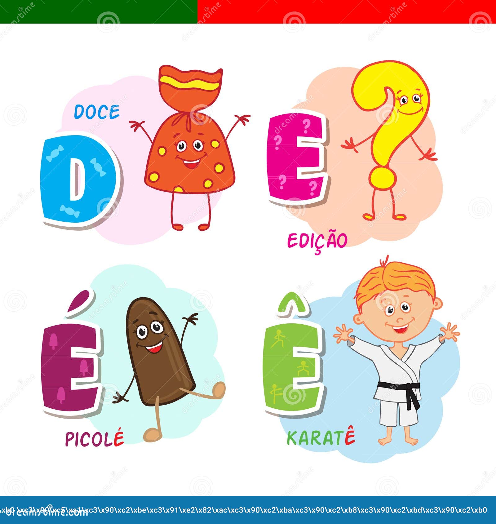 Portuguese Alphabet. Candy, Question Mark, Popsicle, Karate. the ...