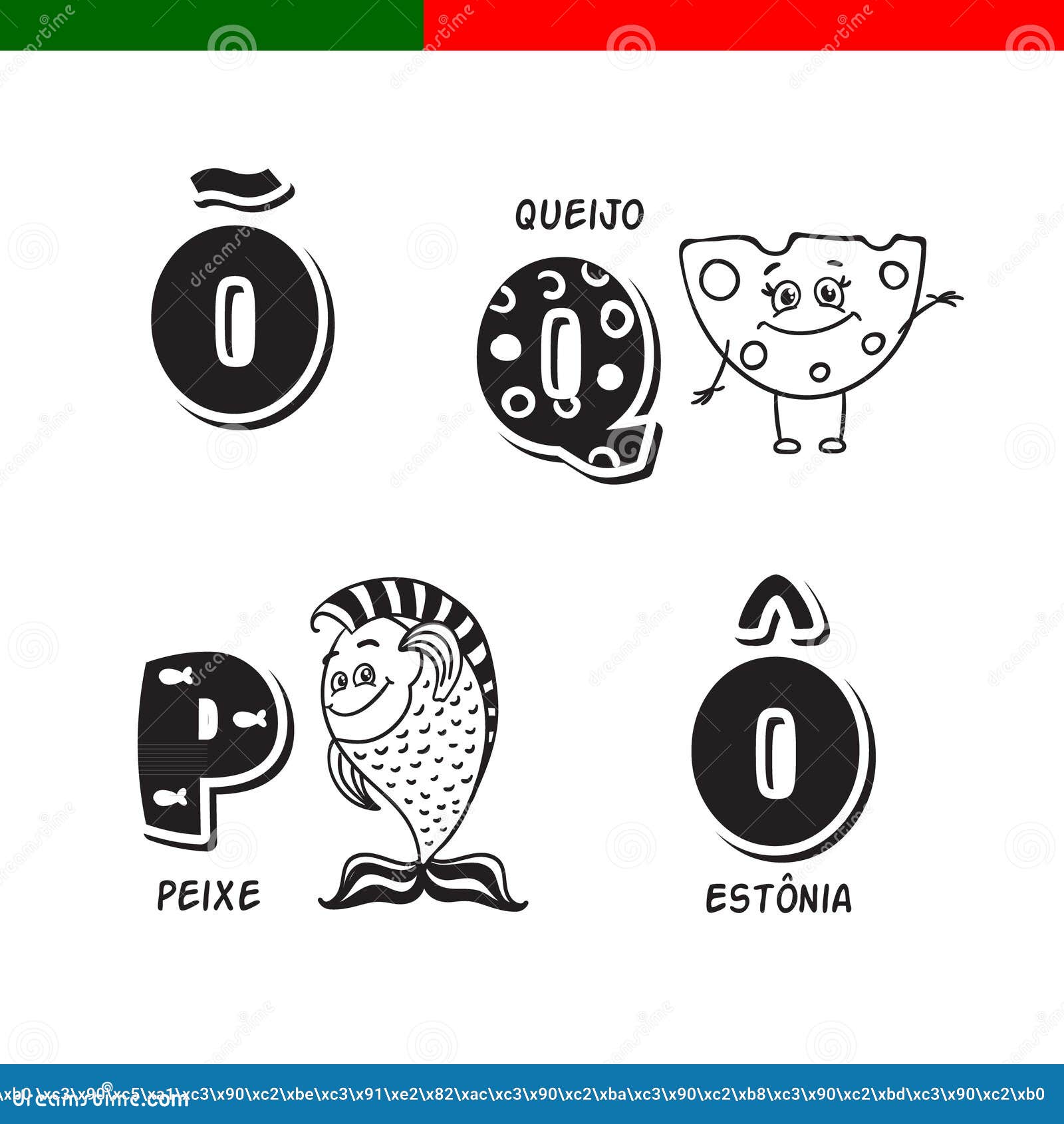 Portuguese Alphabet. Newspaper, Kiwi, Rabbit, Indian. The Letters And ...