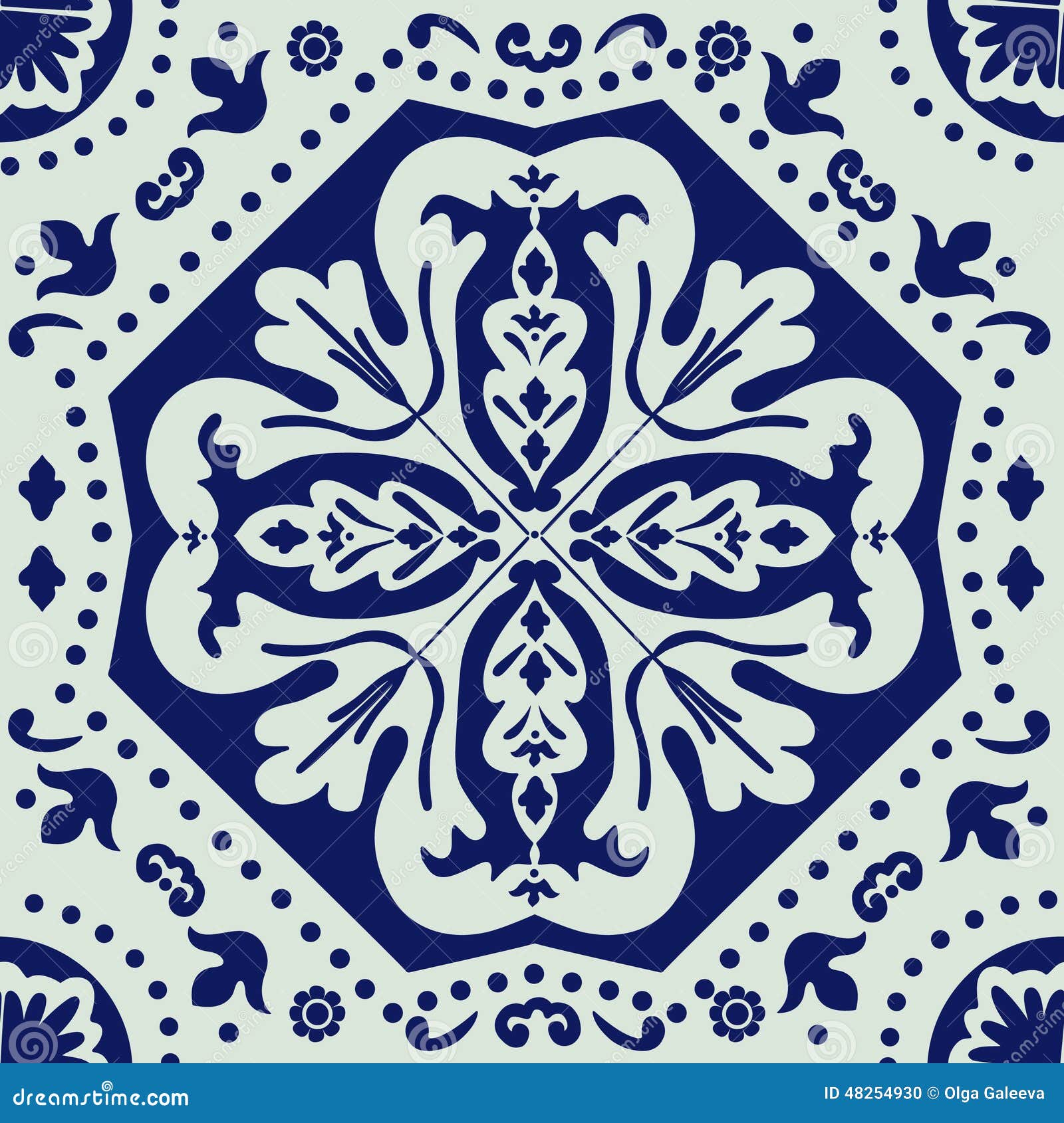 Portuguese azulejo tile stock vector. Illustration of artwork - 48254930