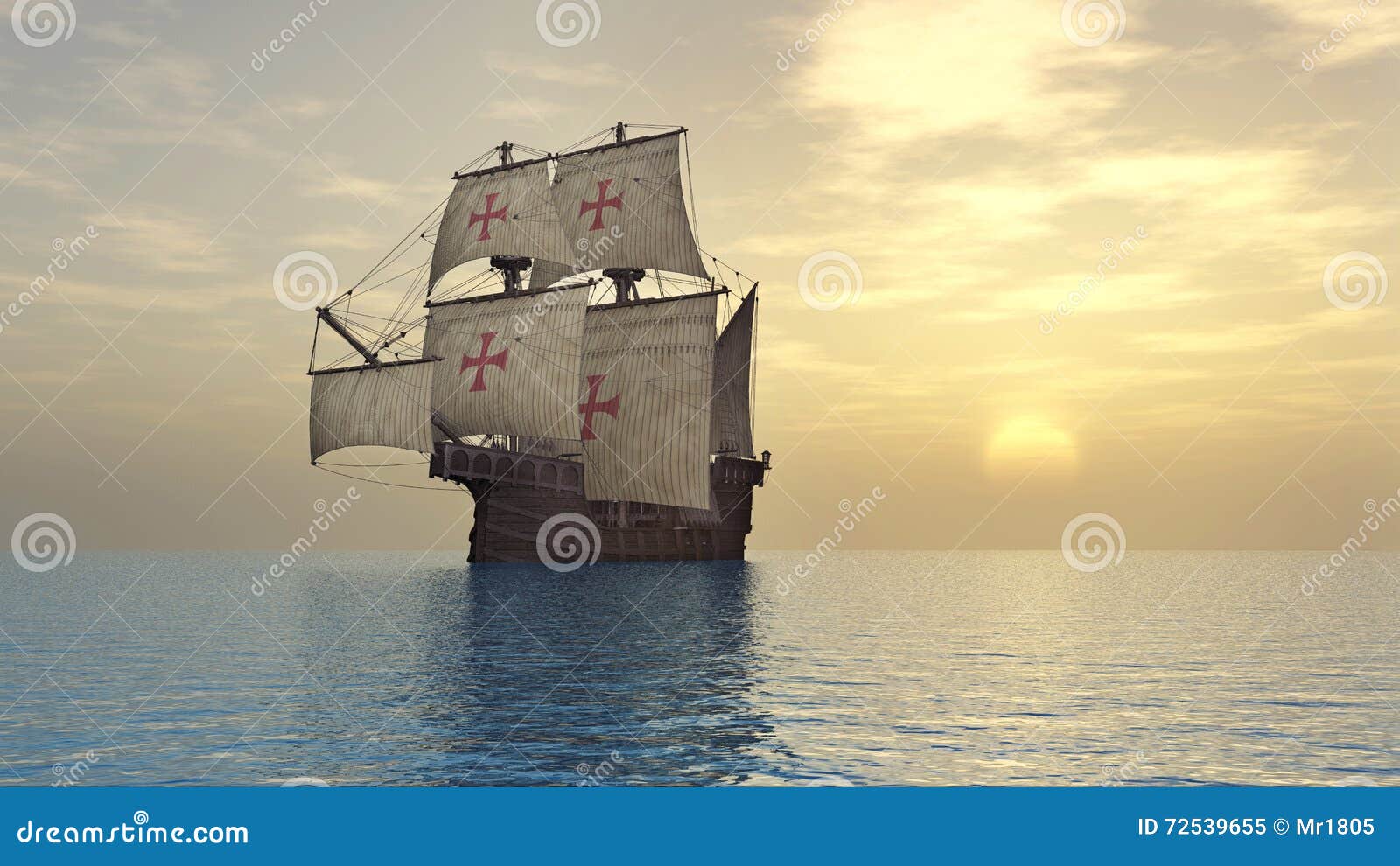 Portuguese Caravel of the Fifteenth Century Stock Illustration ...