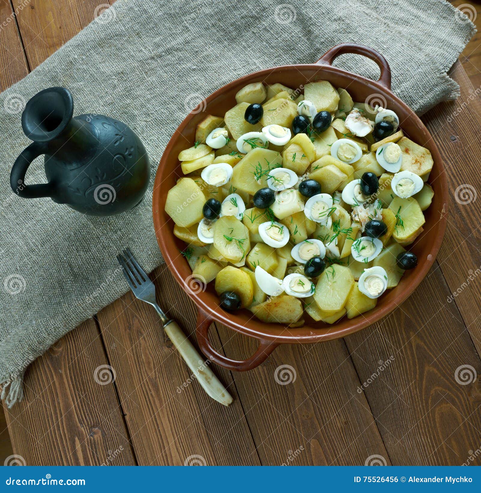 Portuguese Cod Fish Casserole Stock Photo - Image of meal, stew: 75526456