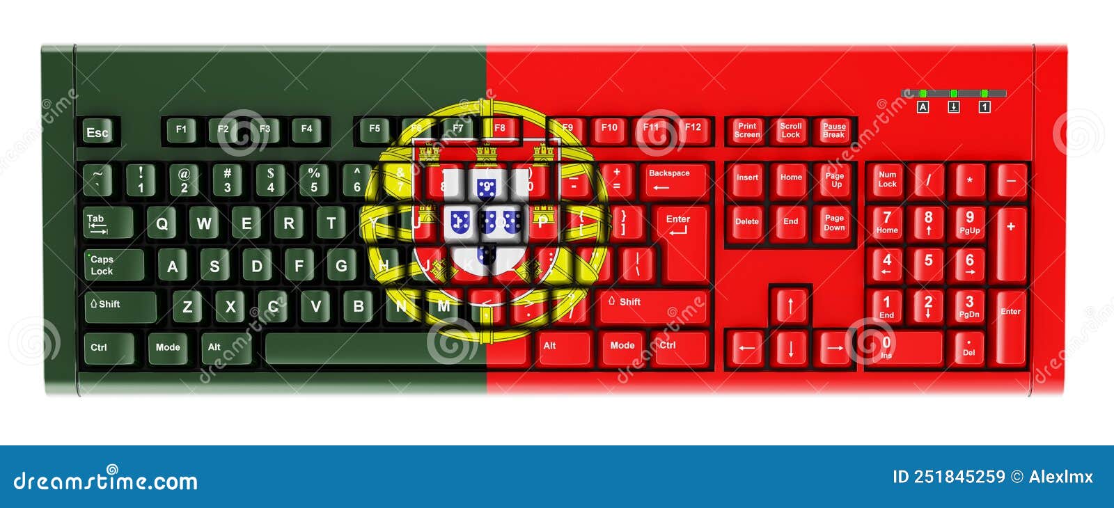 Portuguese Flag Painted on Computer Keyboard. 3D Rendering Stock ...